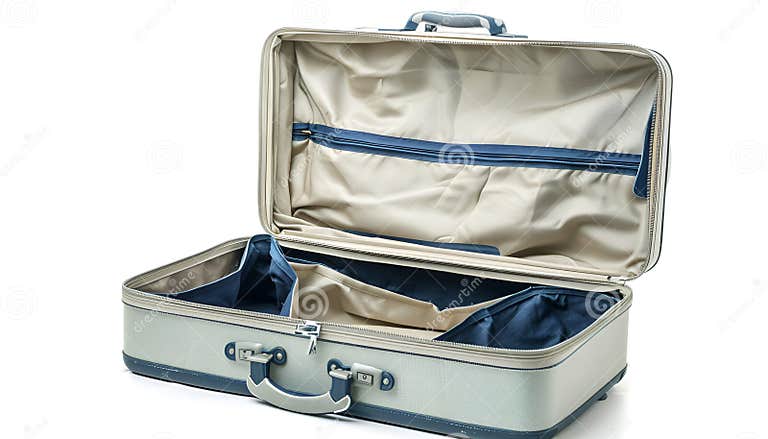 Open Empty Suitcase for Travelling Isolated on White Stock Photo - Image of open, transport ...