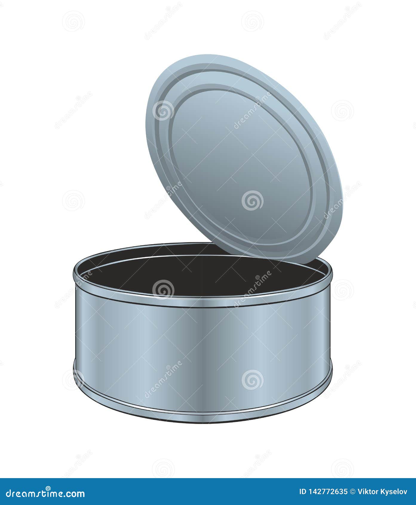 Open empty tin can stock vector. Illustration of copy - 142772635