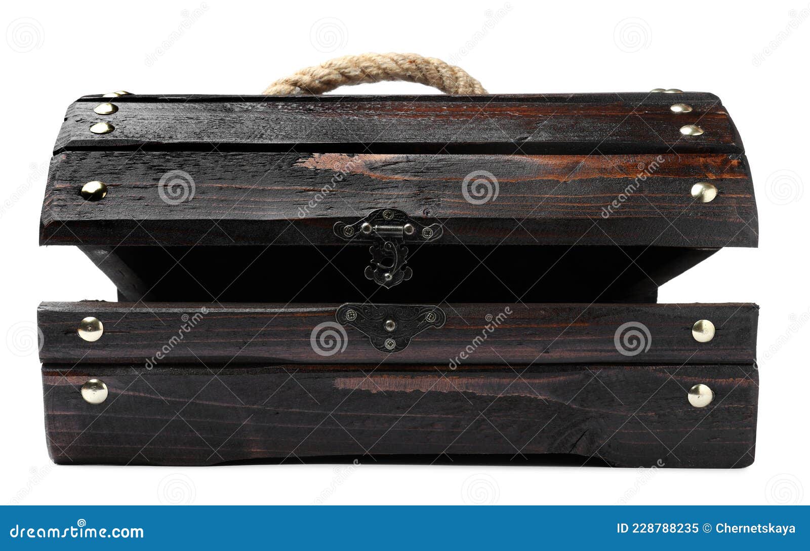 Open Empty Treasure Chest Isolated on White Stock Image - Image of ...