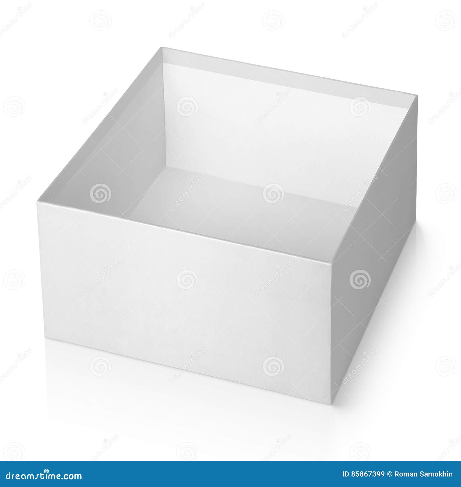 Open Empty White Square Box Isolated on White Stock Image - Image of ...