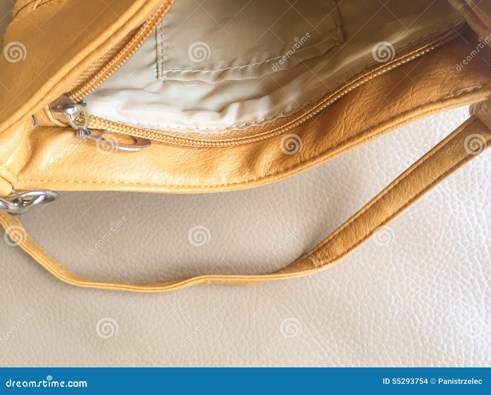 Open empty yellow bag stock photo. Image of purchase - 55293754
