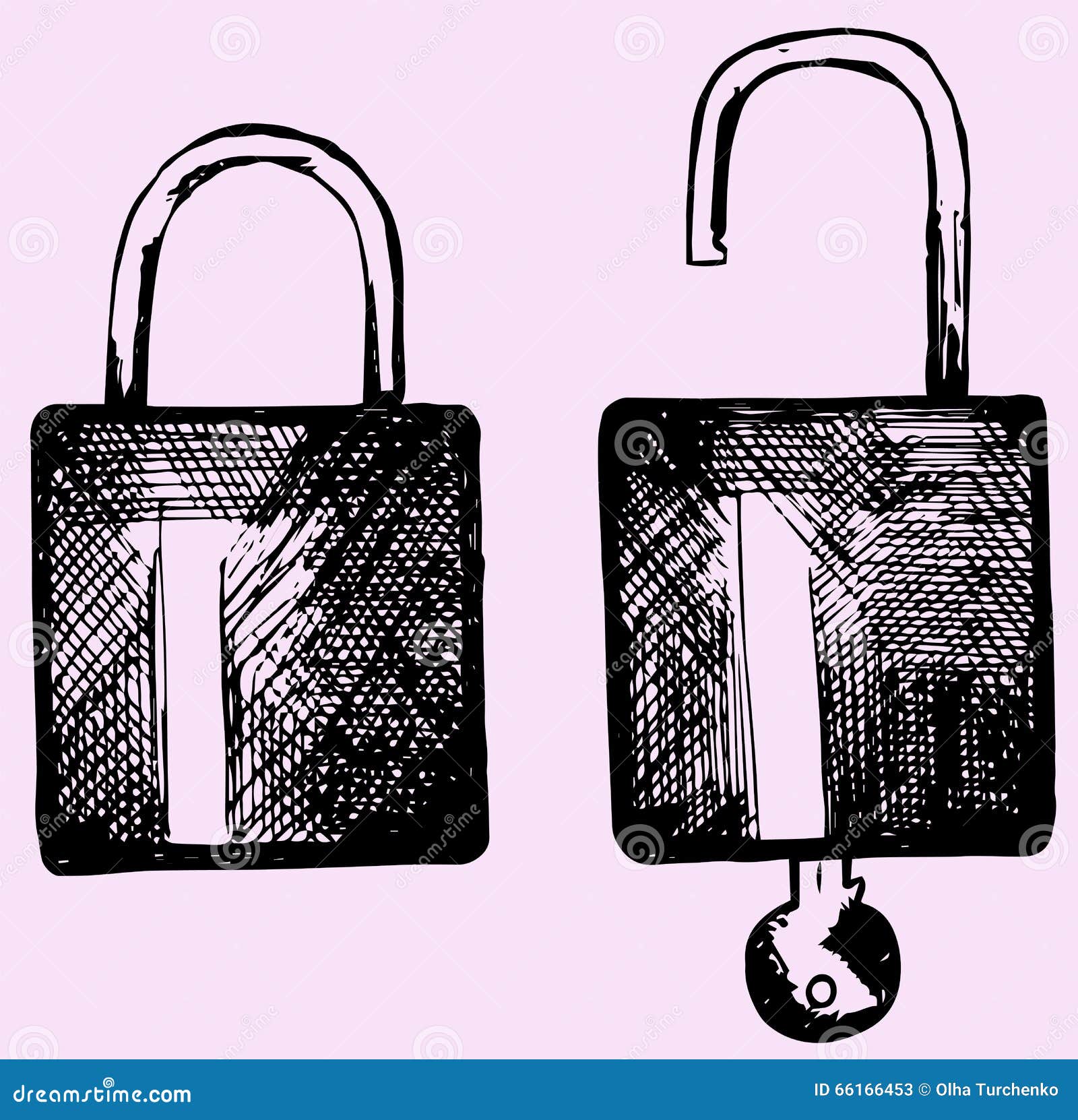 Open en gesloten slot vector illustratie. Illustration of trek - 66166453