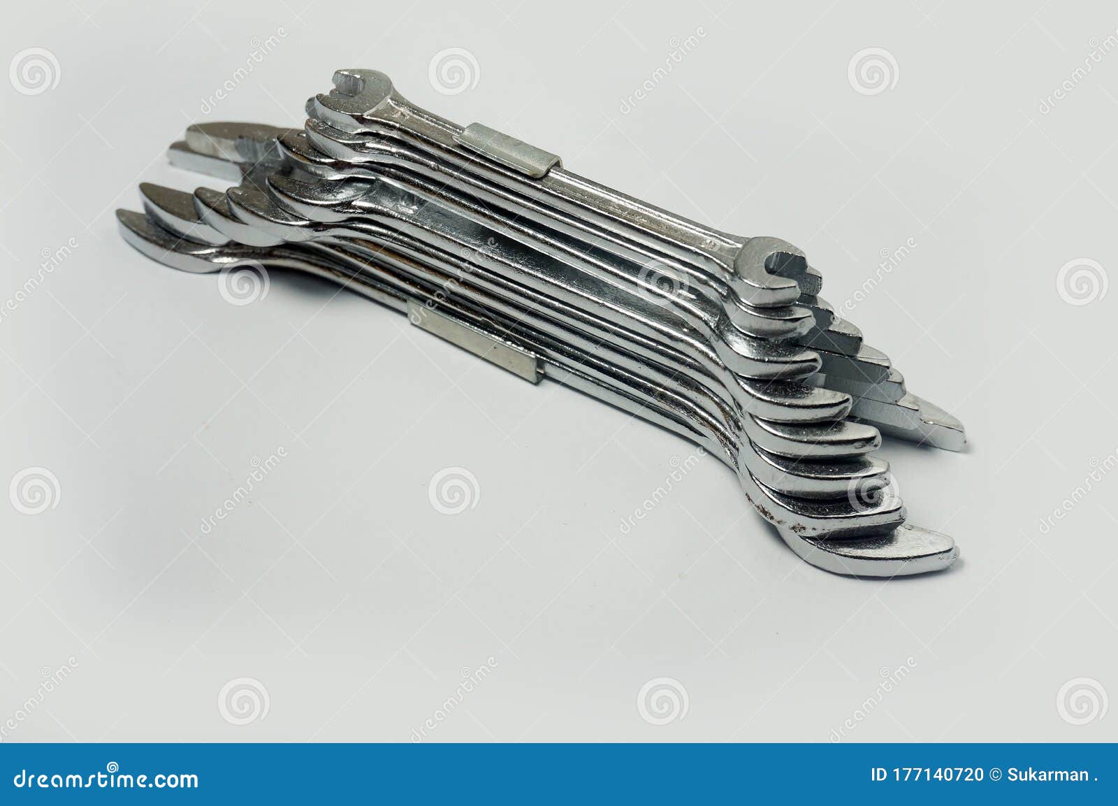 Open End Spanner Set on White Background. Stock Photo - Image of ...