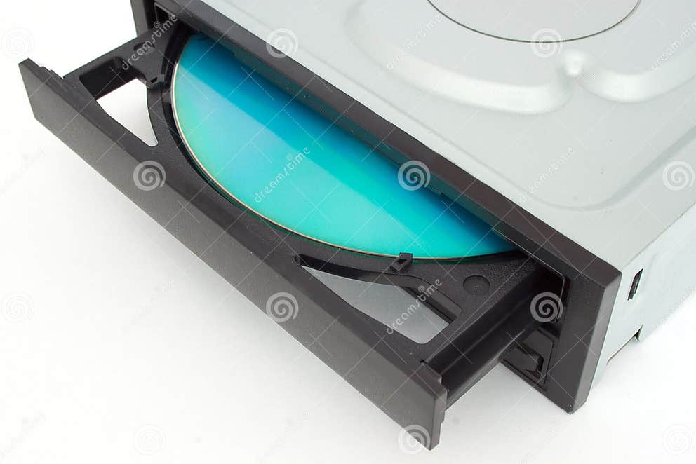 Open-ended CD - DVD Drive with a Black Cap and Disk Inside. Stock Image ...