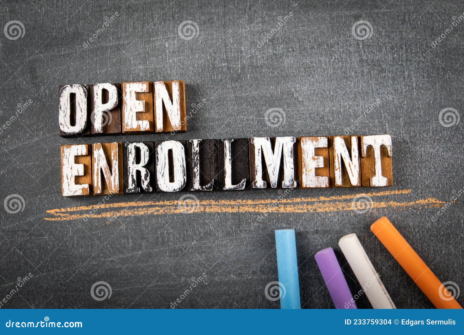 Open Enrollment. Word on a Dark Chalk Board Stock Photo - Image of ...