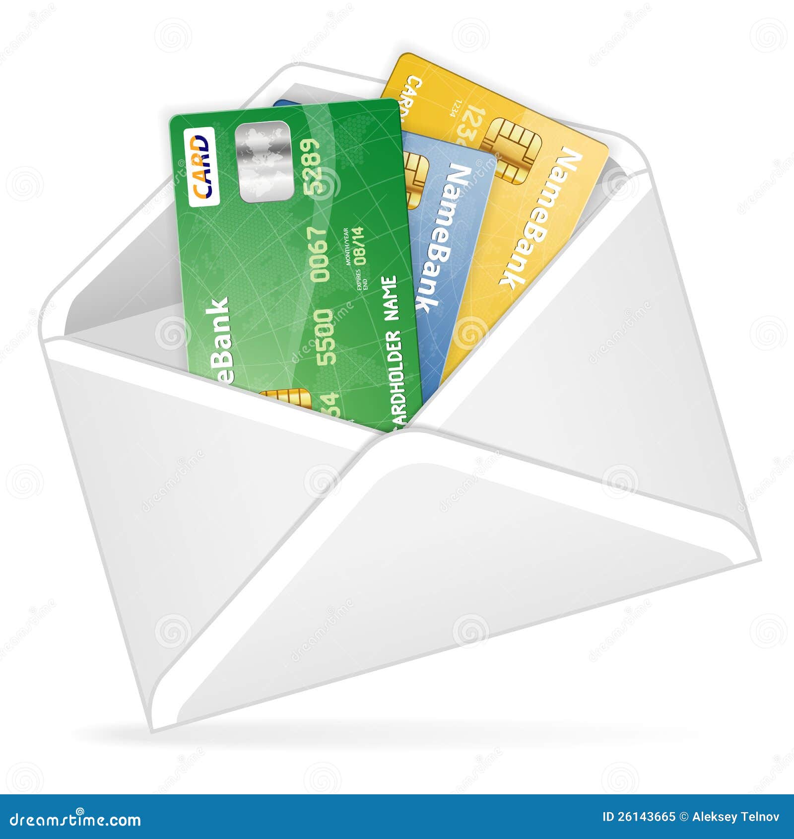Open the Envelope with Credit Cards Stock Vector - Illustration of gift ...