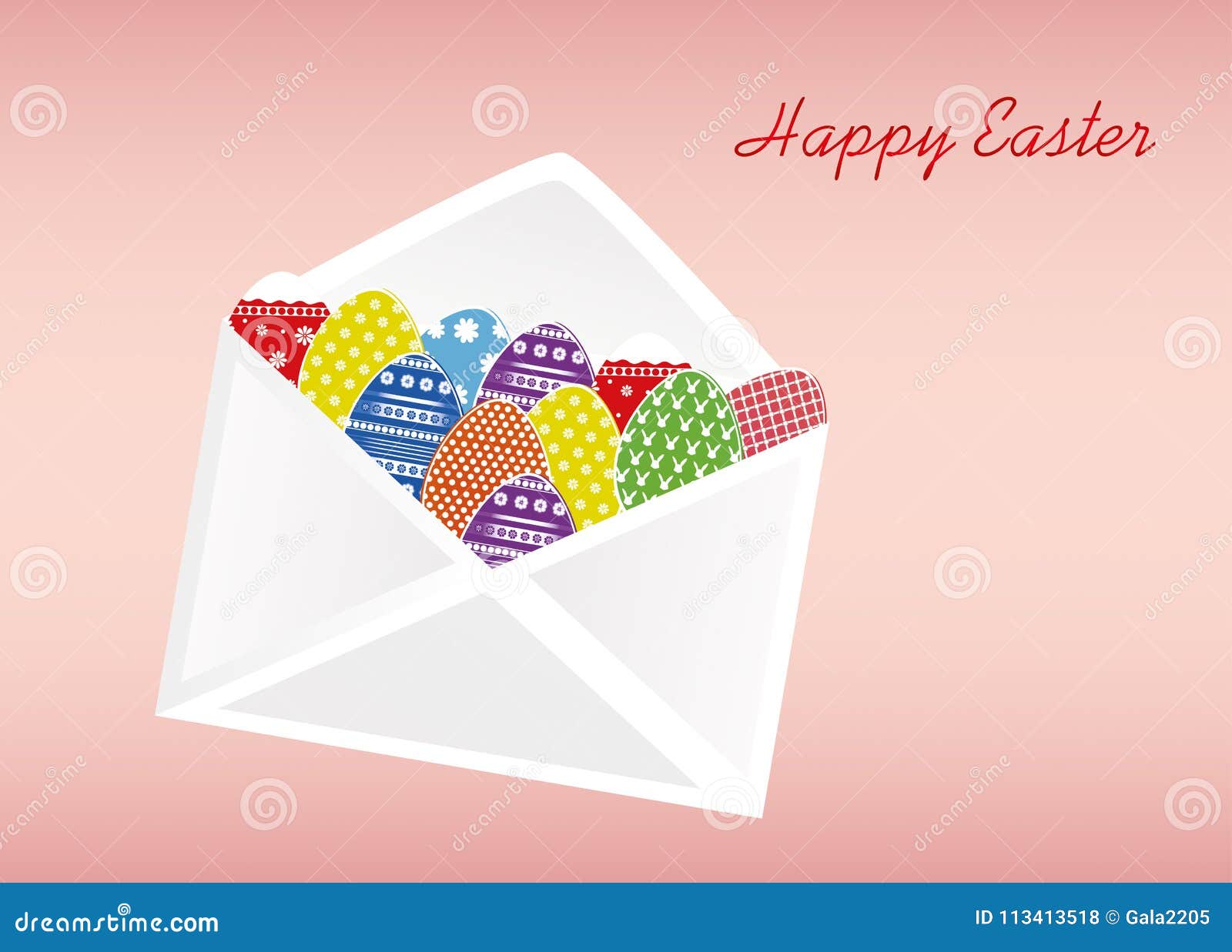 Open Envelope with Easter Colored Eggs with a Pattern. Greeting Stock ...