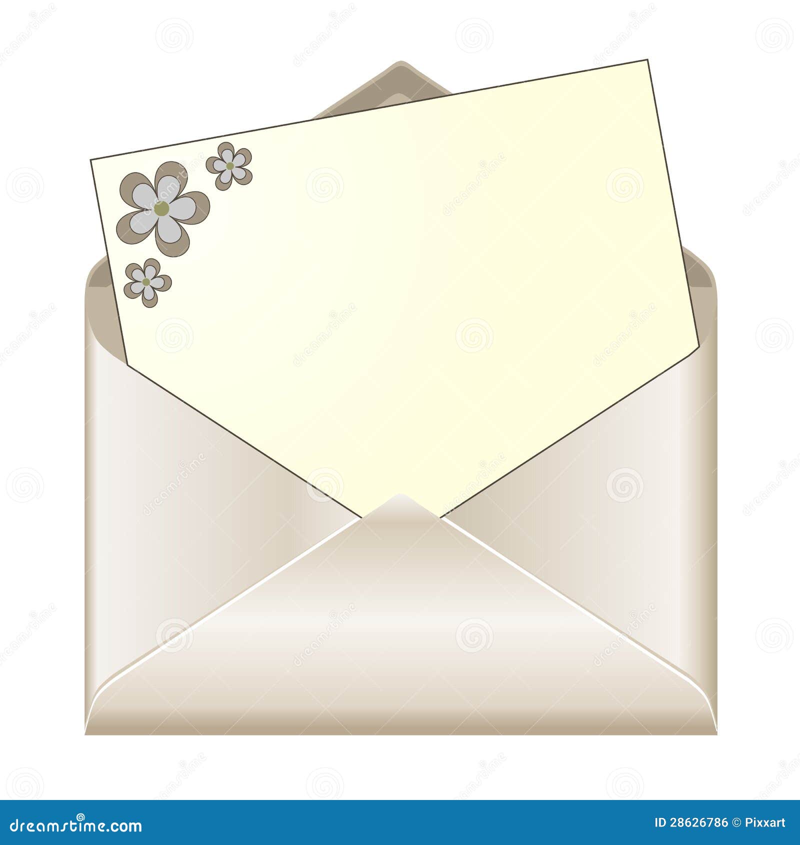 Open Envelope with Floral Stationery Stock Vector - Illustration of ...