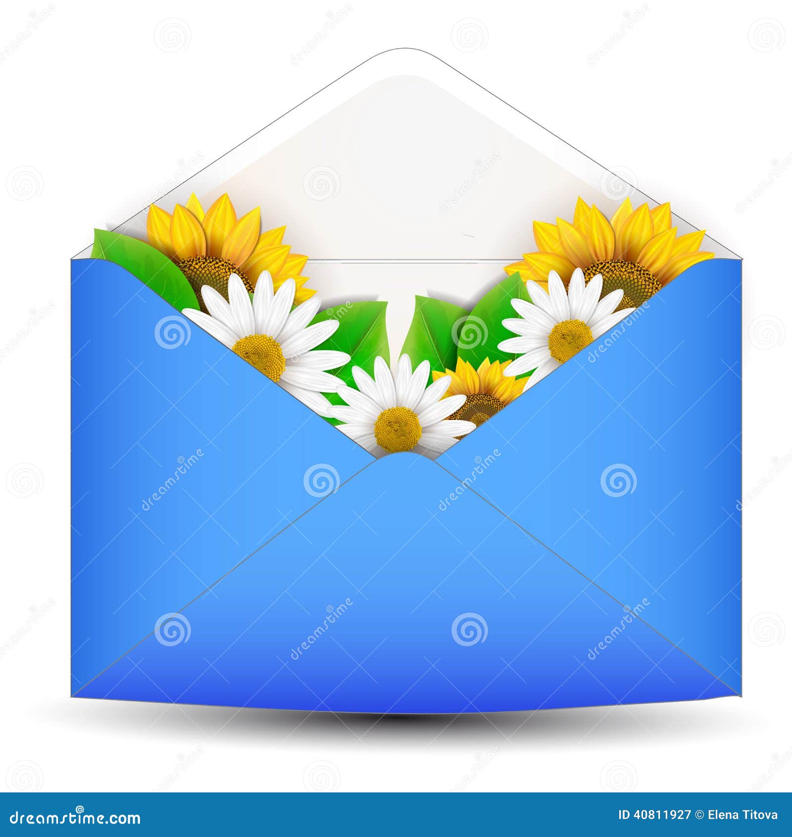 Open envelope with flower stock vector. Illustration of contact - 40811927
