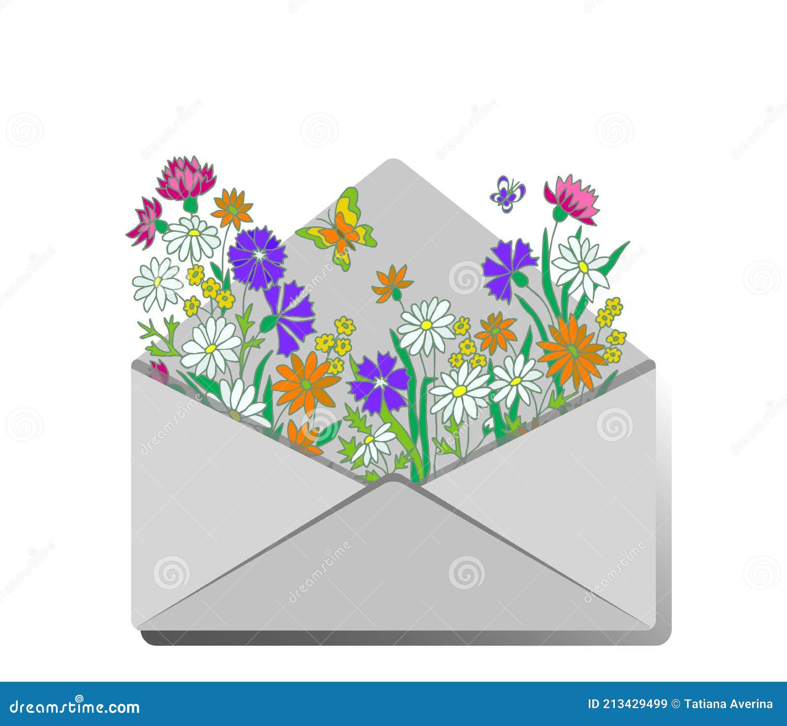 Open Envelope with Flowers. Vector Illustration, Isolated Stock Vector ...