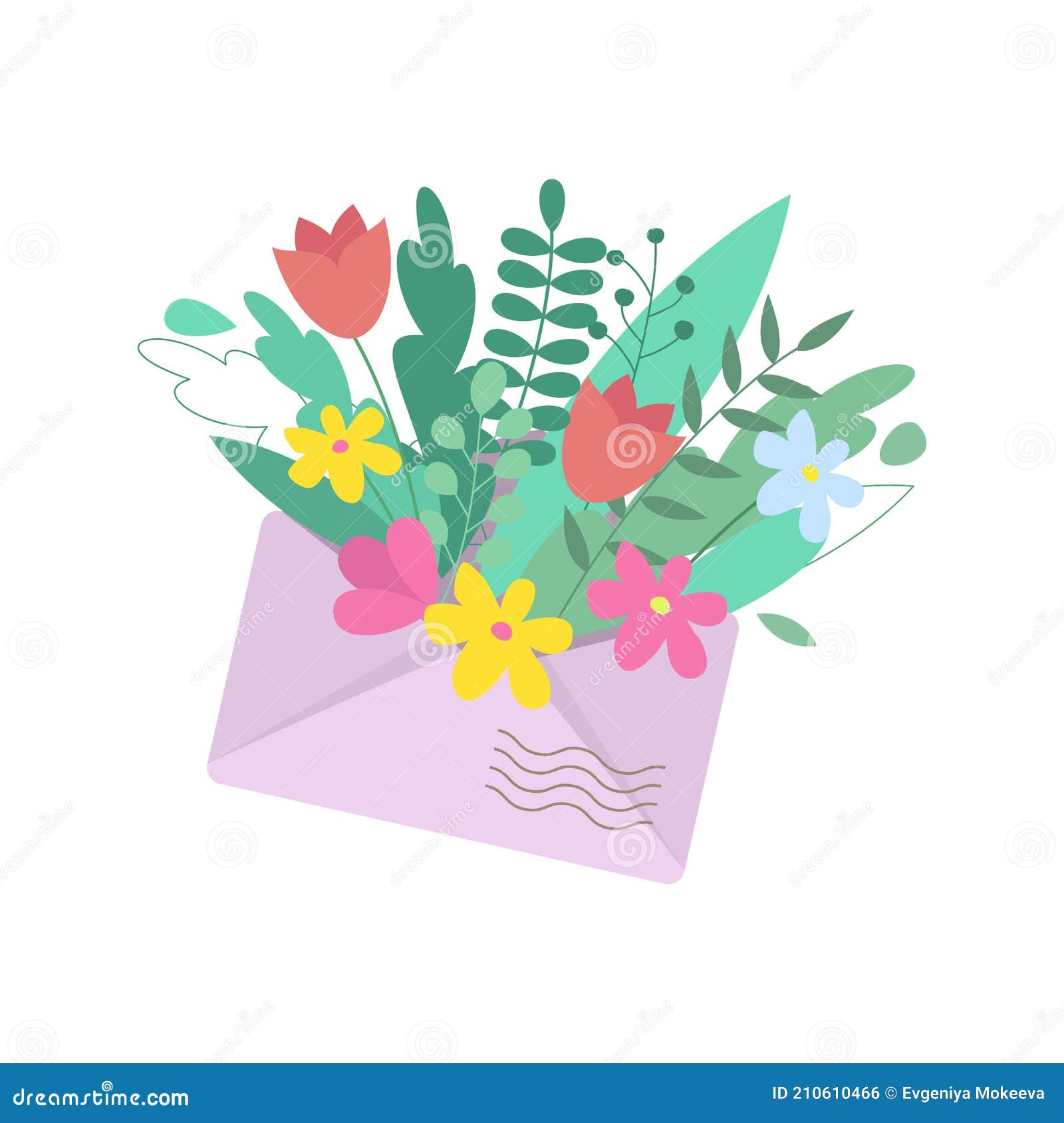 Open envelope with flowers stock vector. Illustration of garden - 210610466