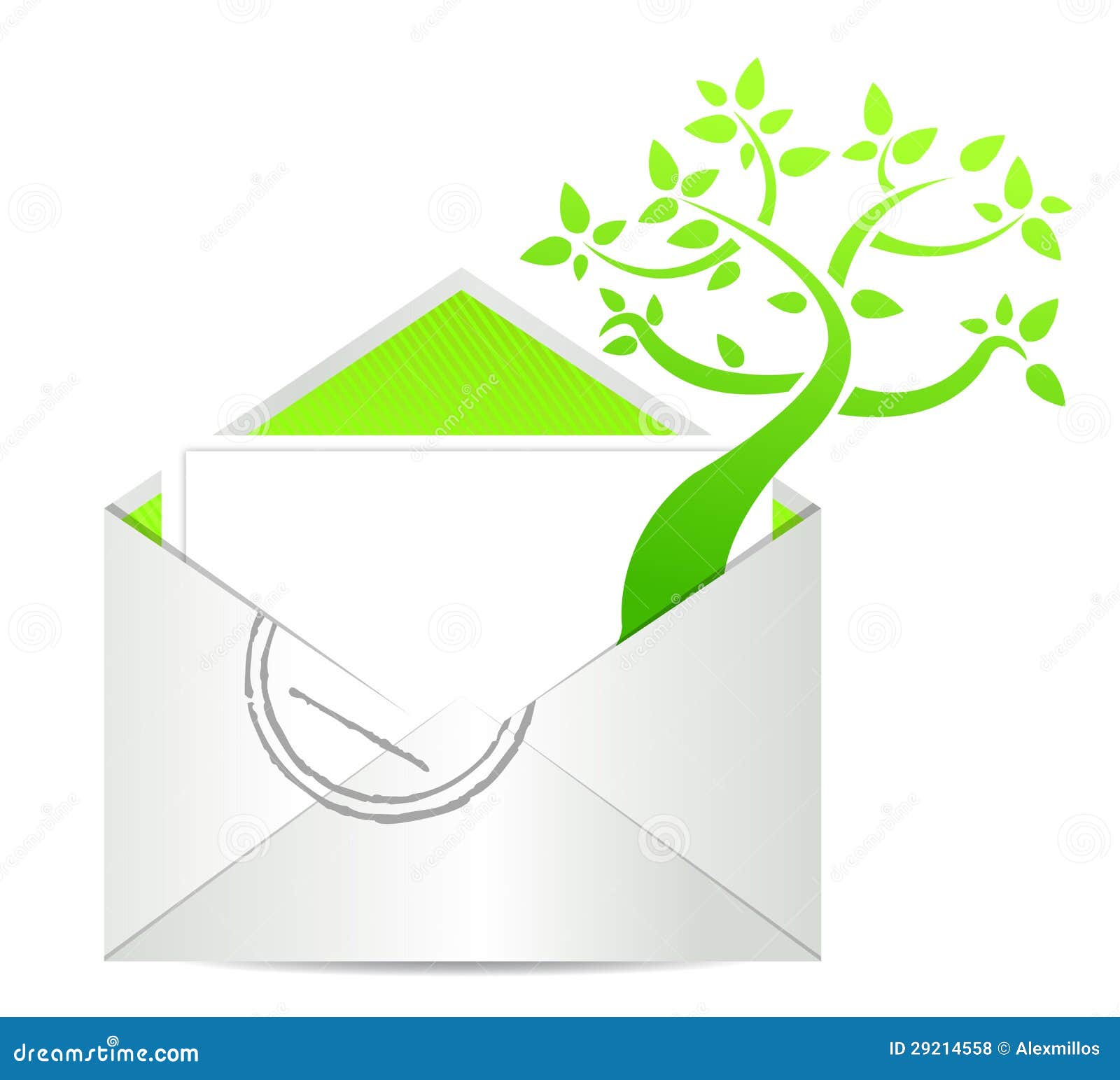 Open Envelope with Green Tree Growing from Inside Stock Illustration ...
