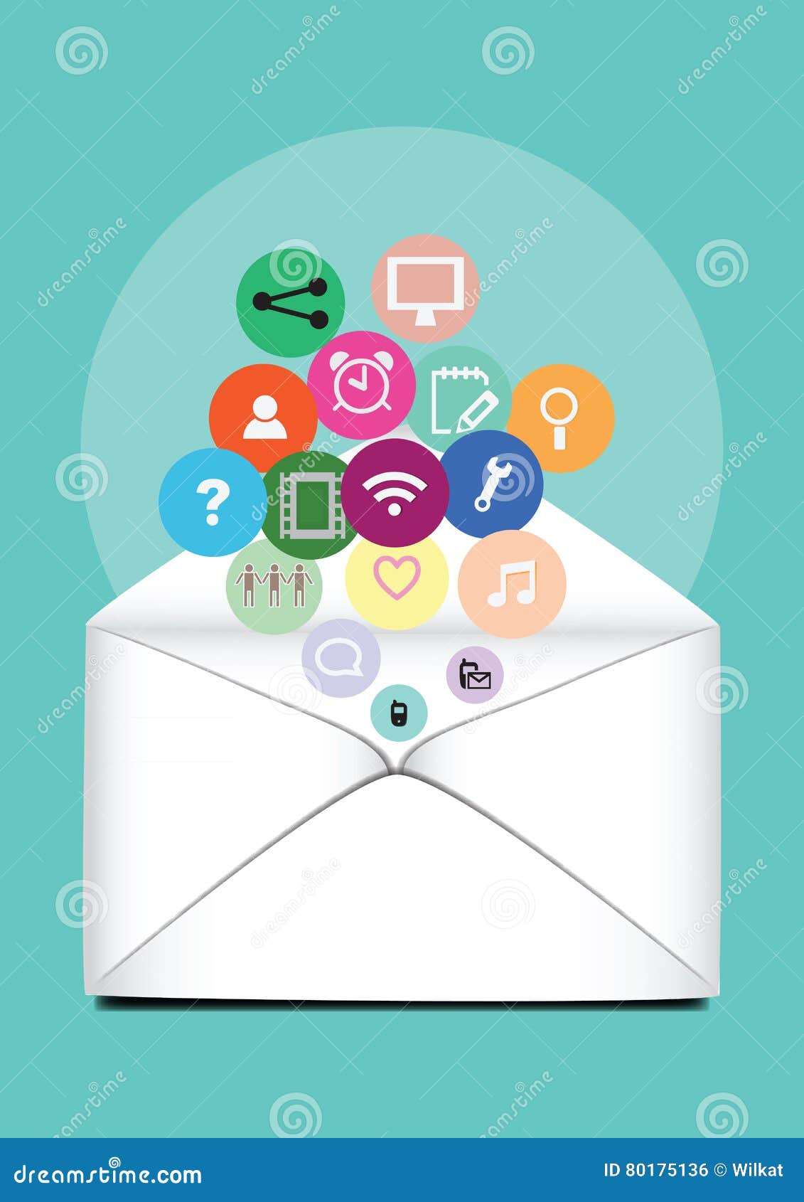 Open Envelope and Icon Flow Stock Vector - Illustration of document ...
