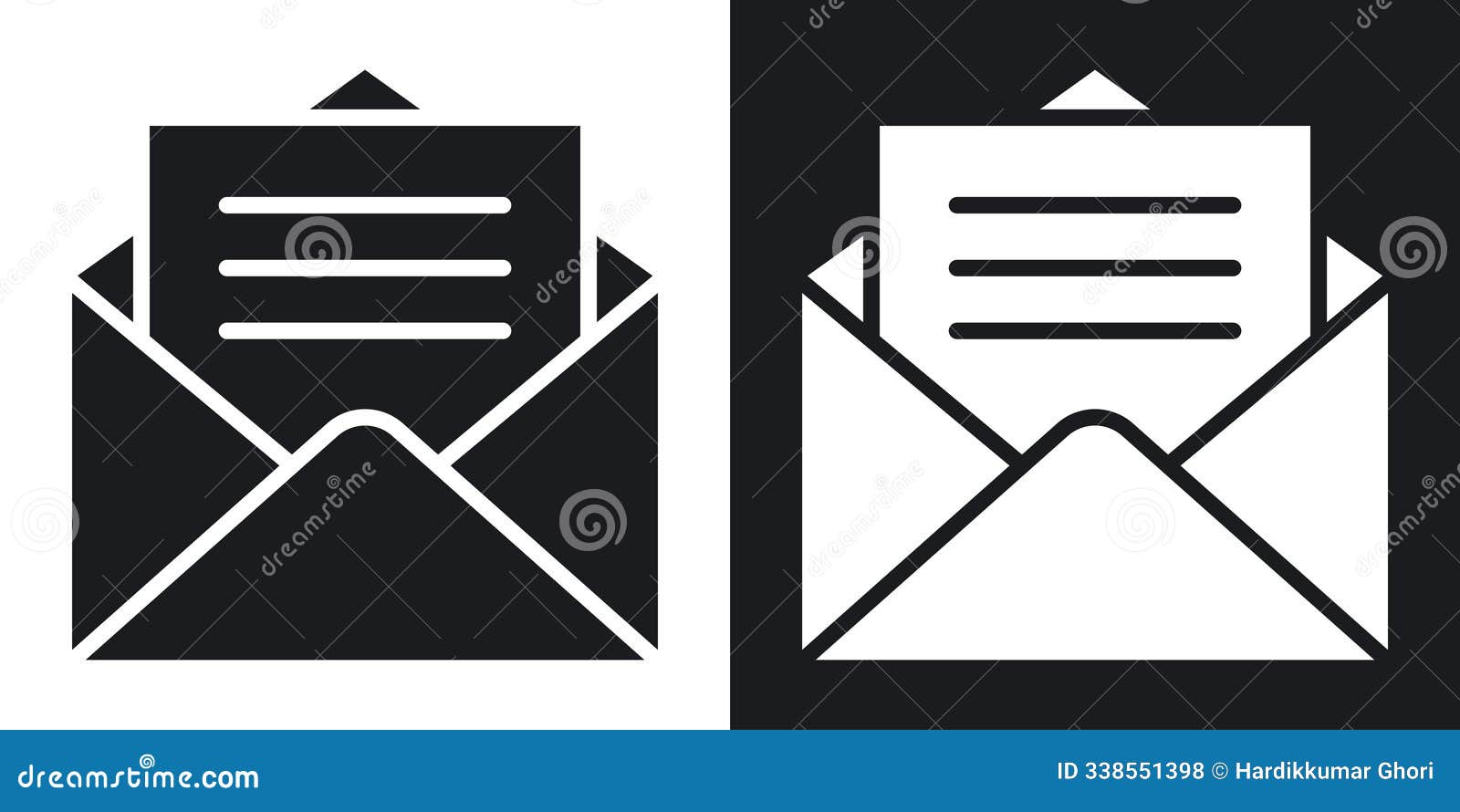 Open Envelope Icon Set. Open Email Letter Web Vector Symbol. Open Mail ...