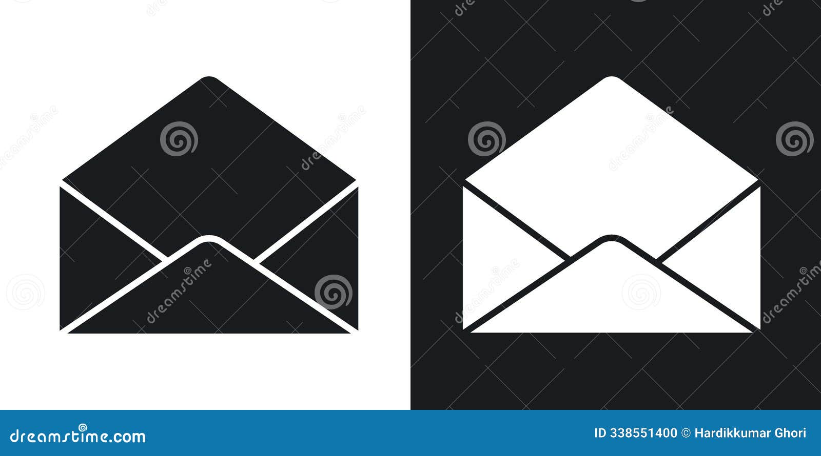 Open Envelope Icon Set. Open Email Letter Web Vector Symbol. Open Mail ...