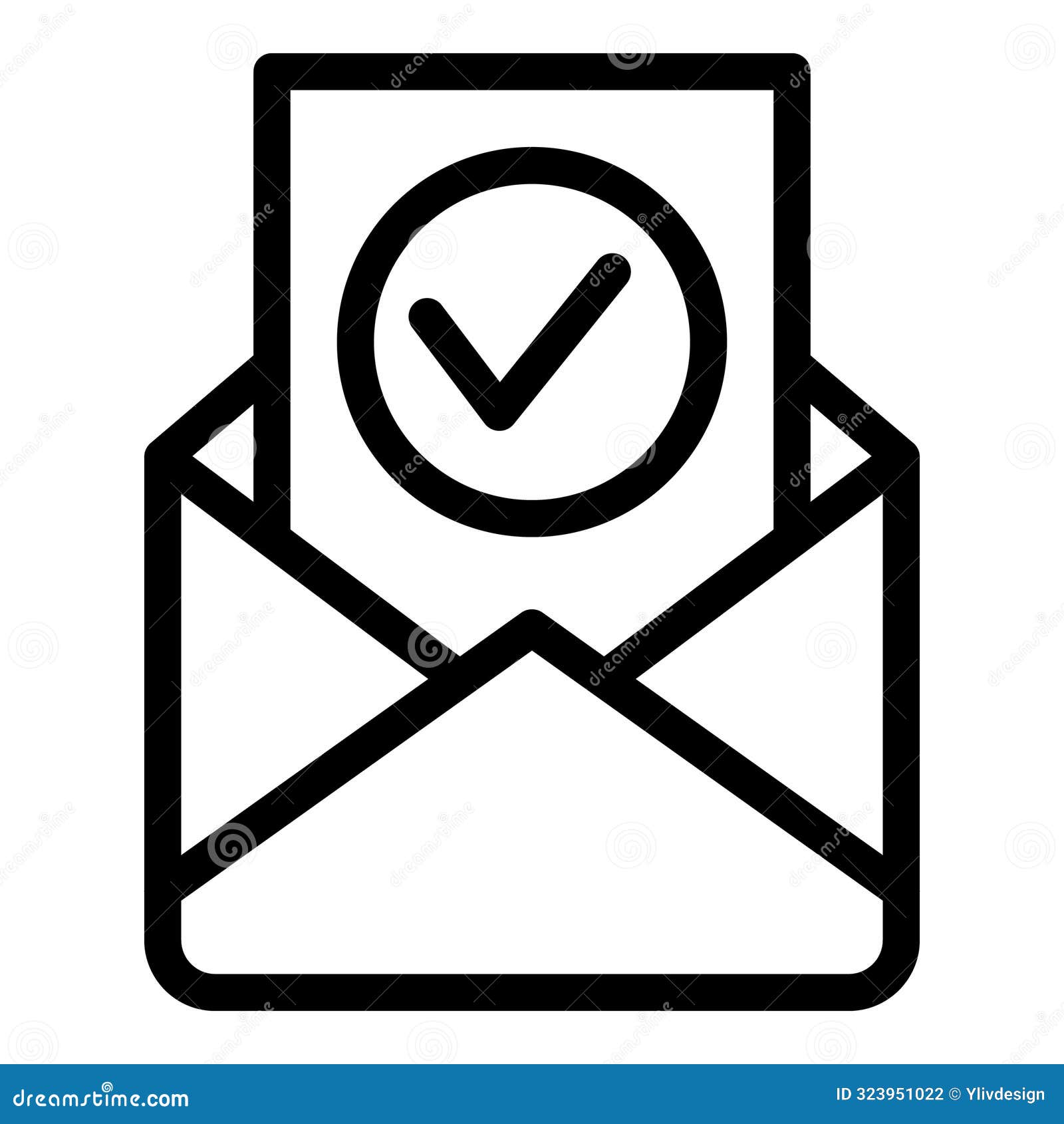 Open Envelope Icon Showing Document with Checkmark Symbol Stock ...