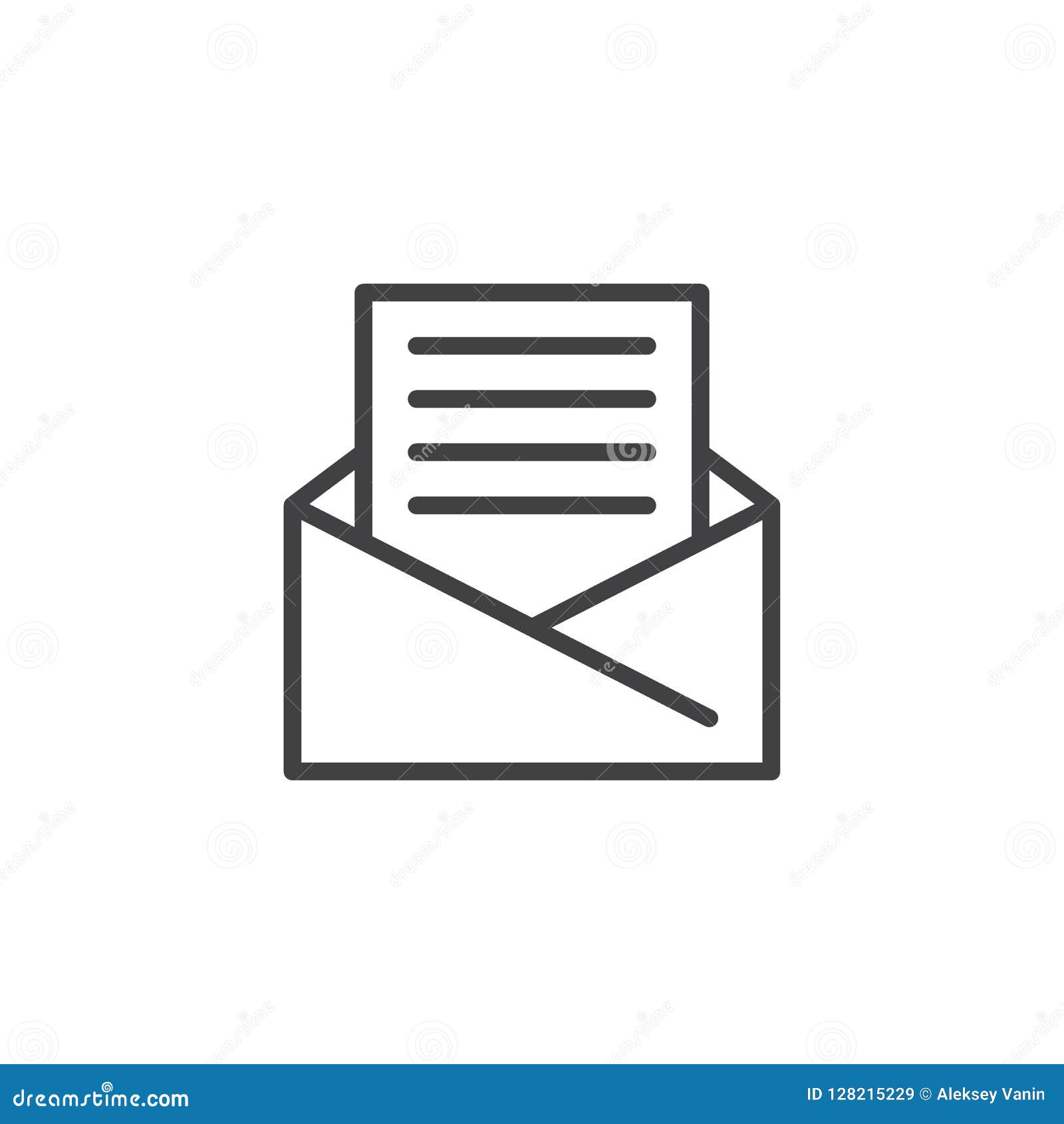 Open Envelope Mail Outline Icon Stock Vector - Illustration of contact ...