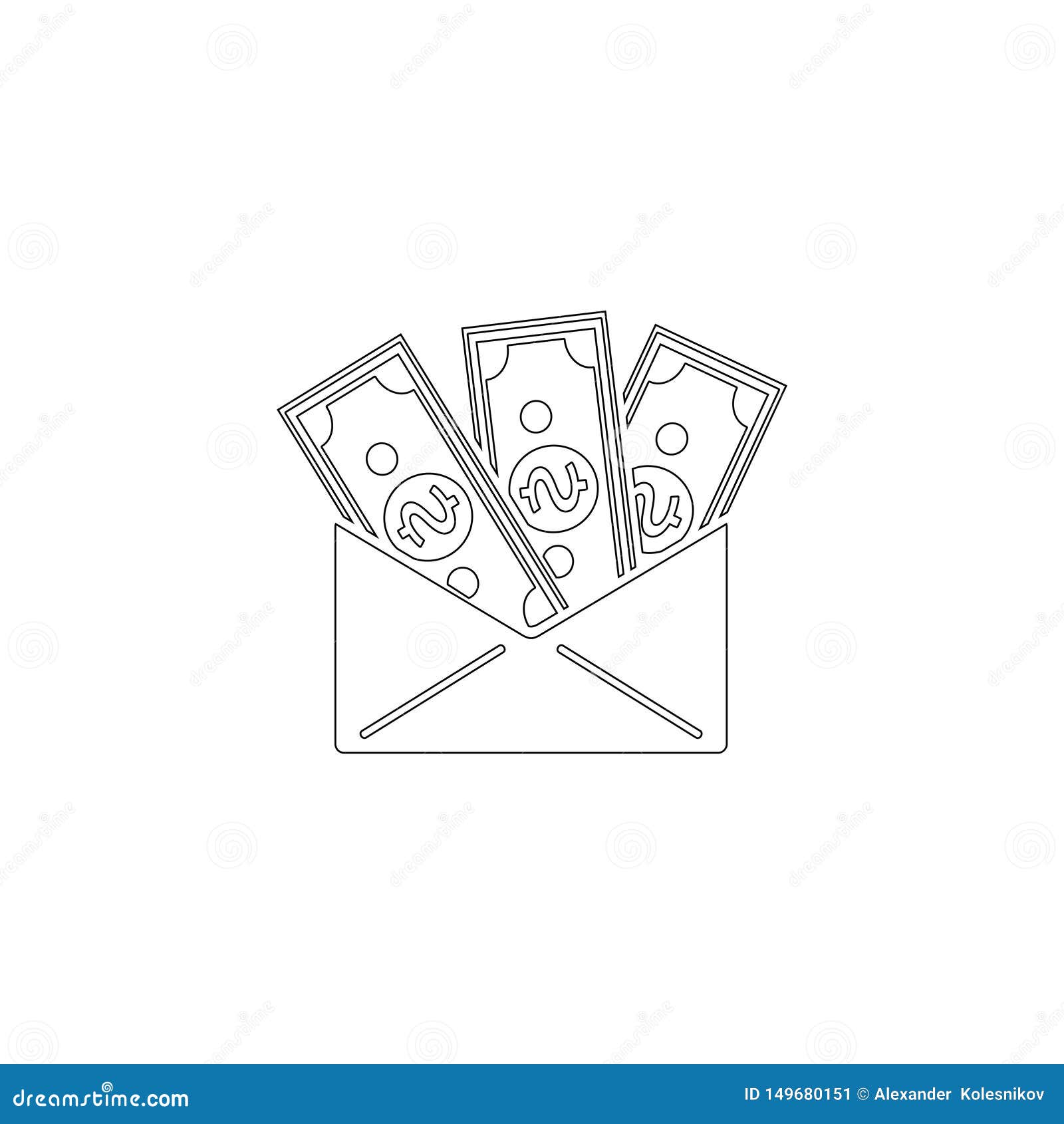 Open Envelope with Money Dollar. Flat Vector Icon Stock Vector ...