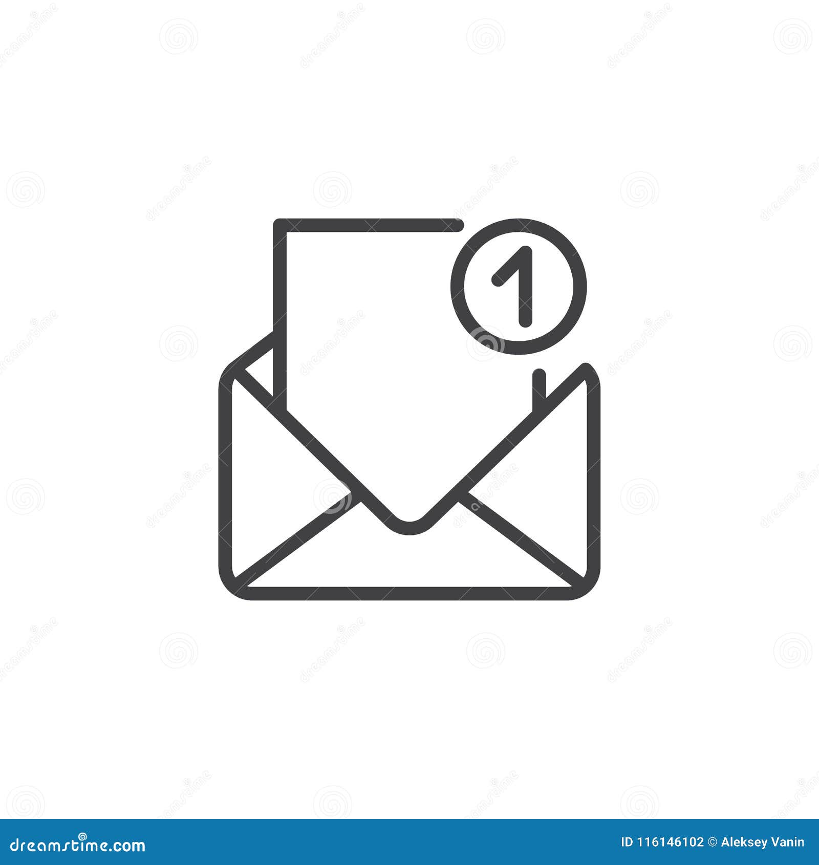 Open Envelope with One Message Outline Icon Stock Vector - Illustration ...