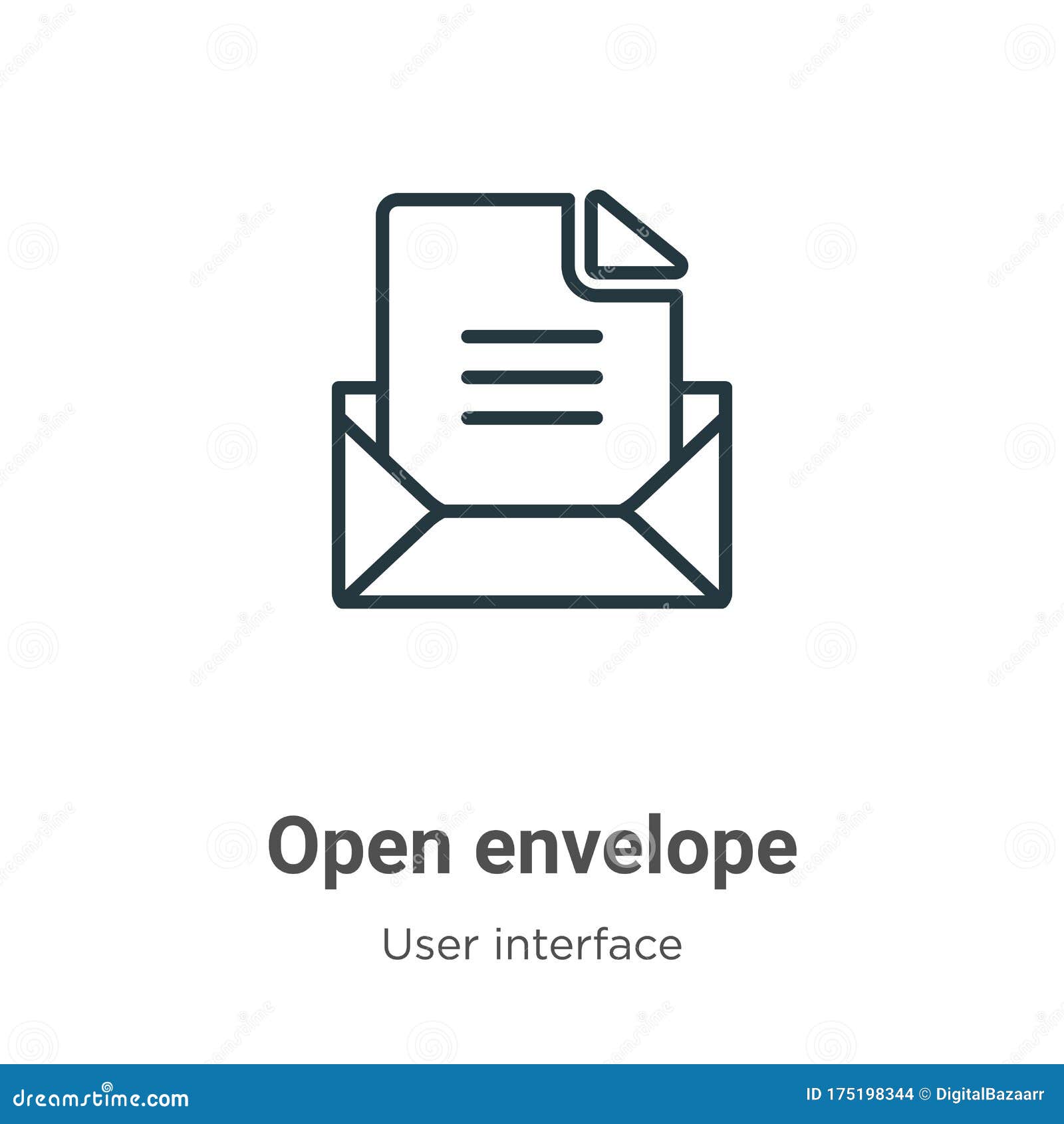 Open Envelope Outline Vector Icon. Thin Line Black Open Envelope Icon ...