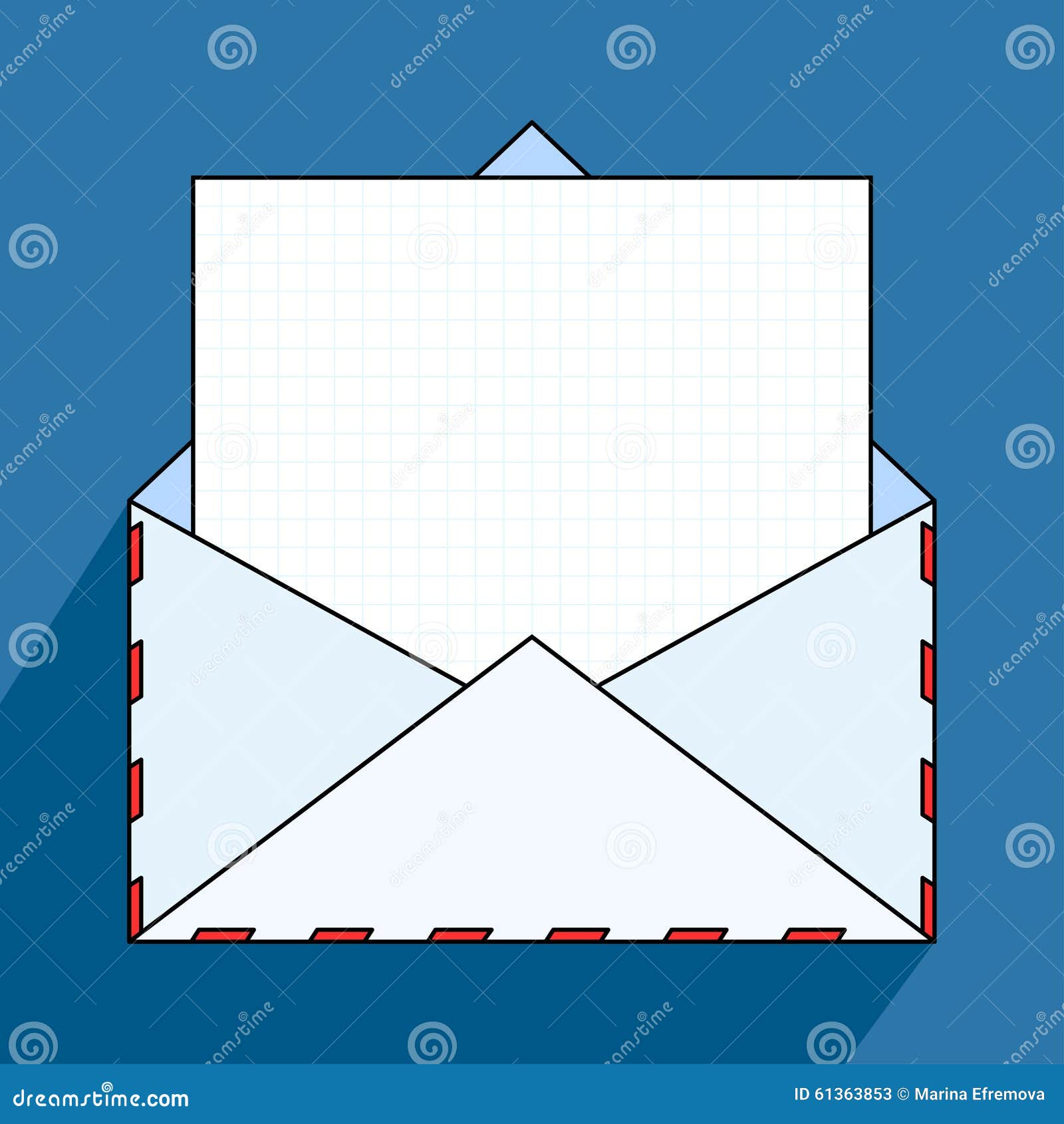 Open envelope with paper stock vector. Illustration of blank - 61363853