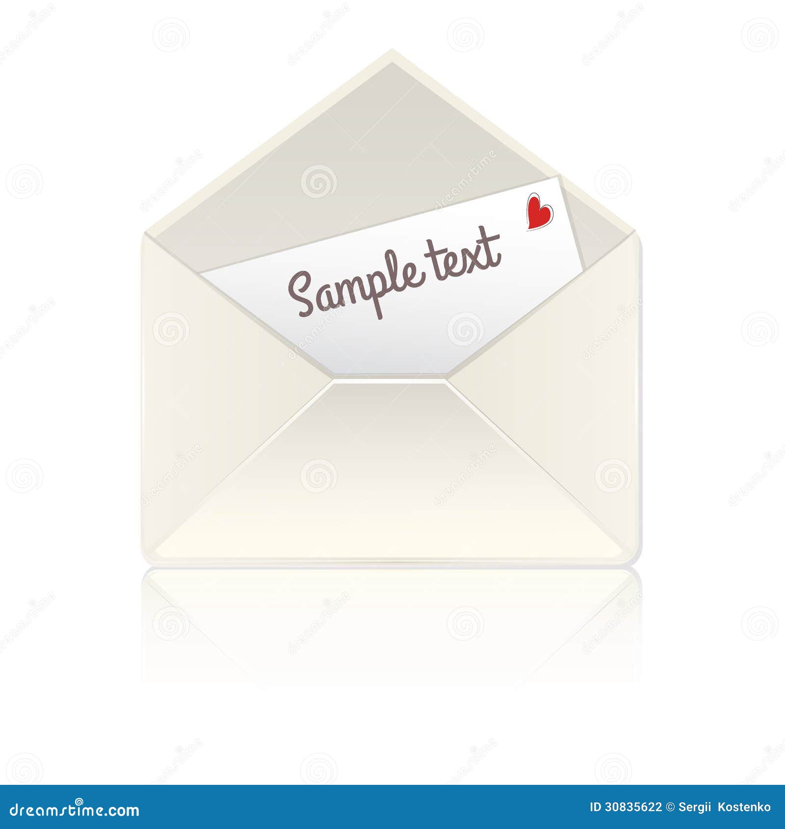 Open Envelope with the Paper Card Stock Vector - Illustration of ...