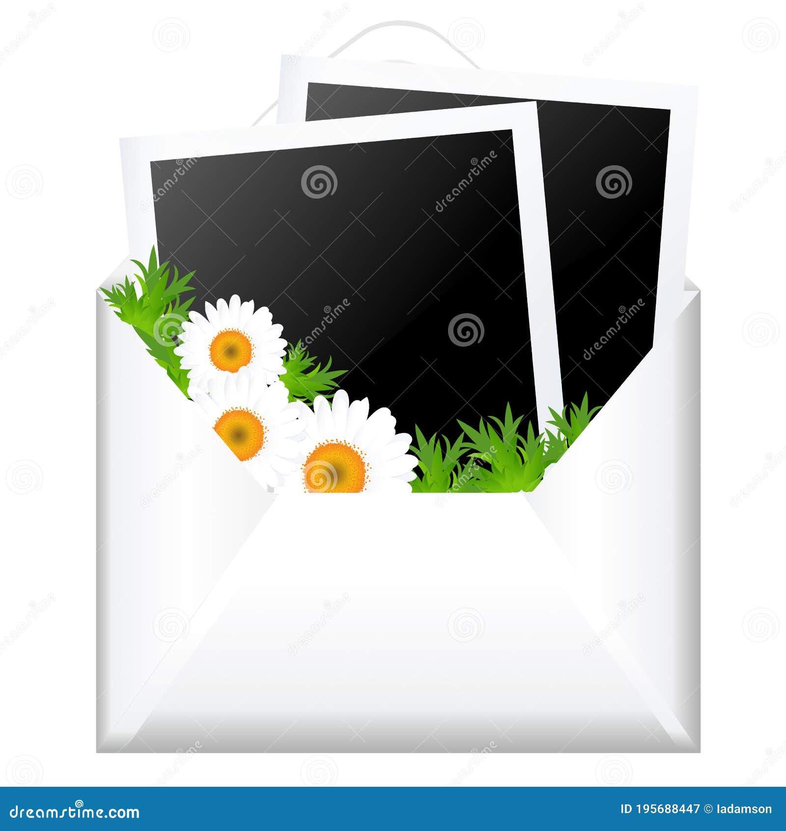 Open Envelope with Photo and Flowers Stock Vector - Illustration of ...