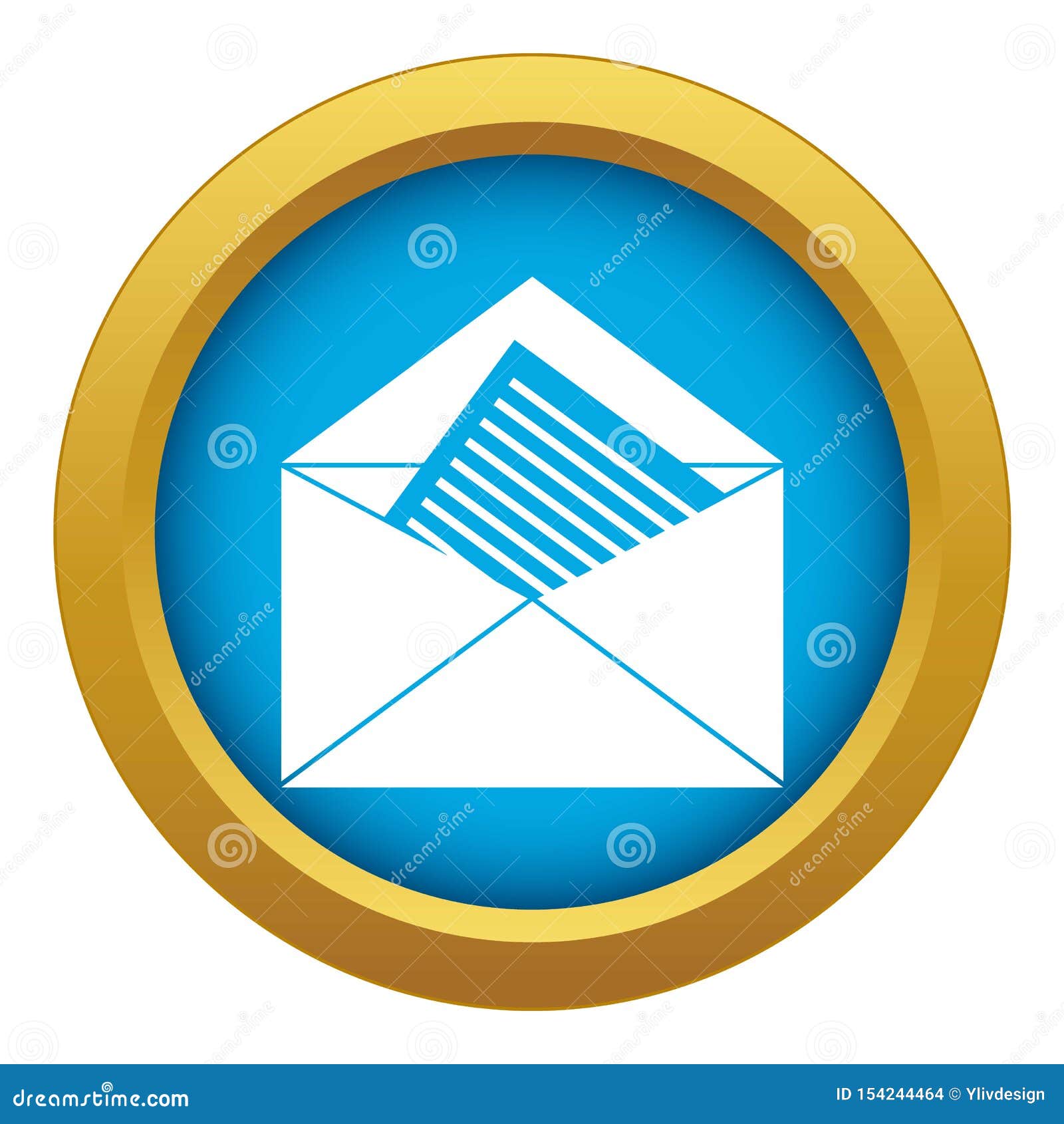 Open Envelope with Sheet of Paper Icon Blue Vector Isolated Stock ...