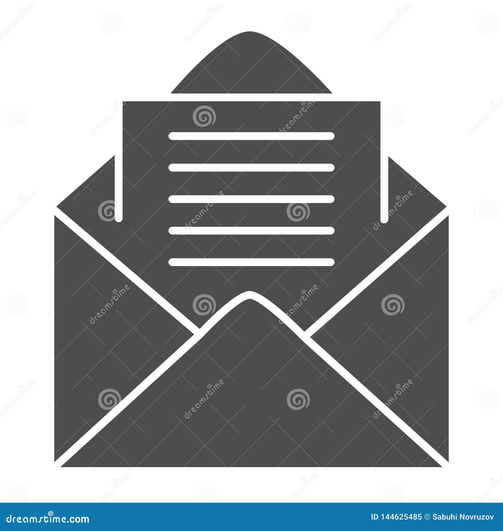 Open Envelope Solid Icon. Letter Vector Illustration Isolated on White ...