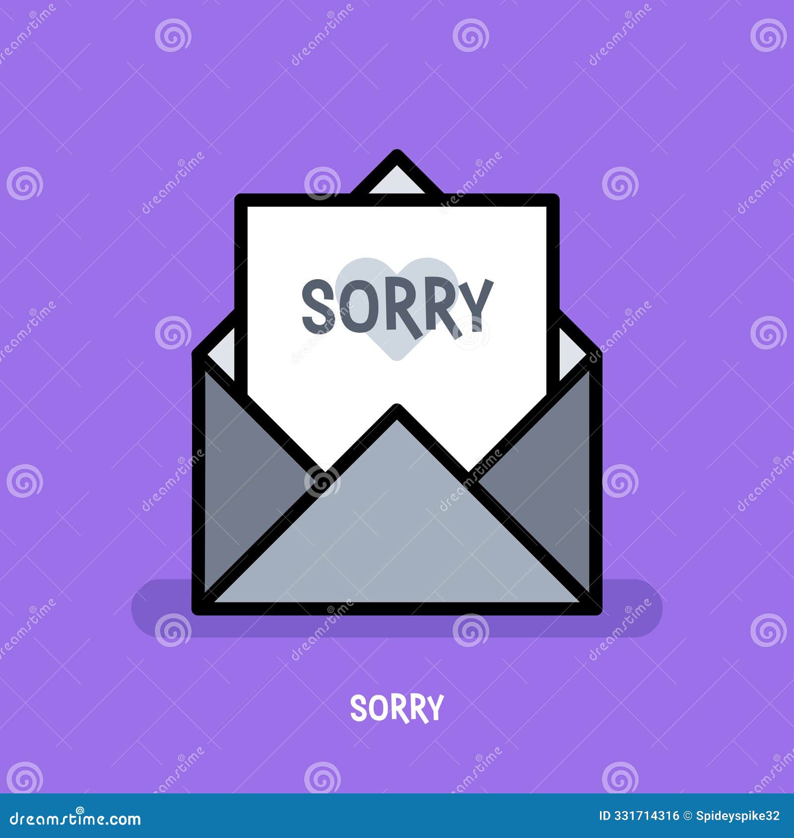 An Open Envelope with Text Sorry. Isolated Vector Illustration Stock ...