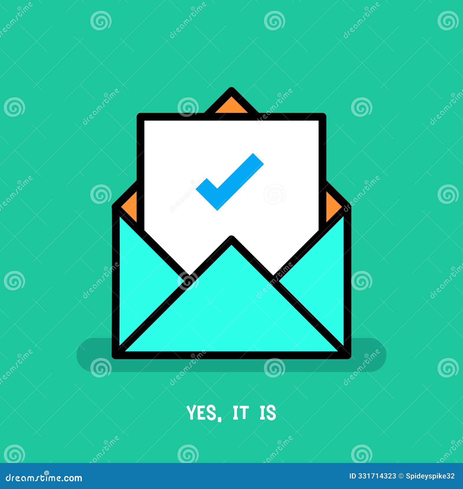 An Open Envelope with True Sign. Isolated Vector Illustration Stock ...