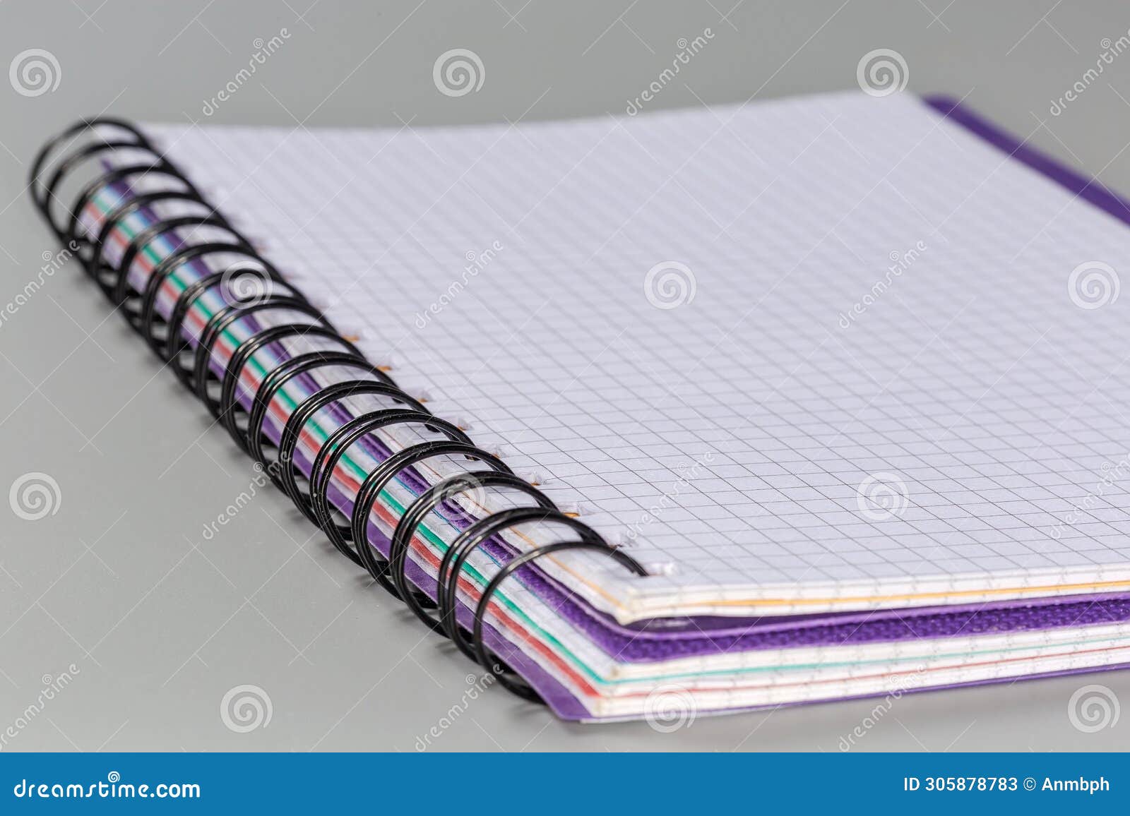 Open Exercise Book with Squared Sheets and Wire Spiral Binding Stock ...