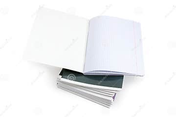 Open Exercise Book on a Stack of Other Exercise Books Stock Image ...