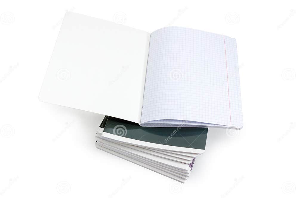 Open Exercise Book on a Stack of Other Exercise Books Stock Image ...