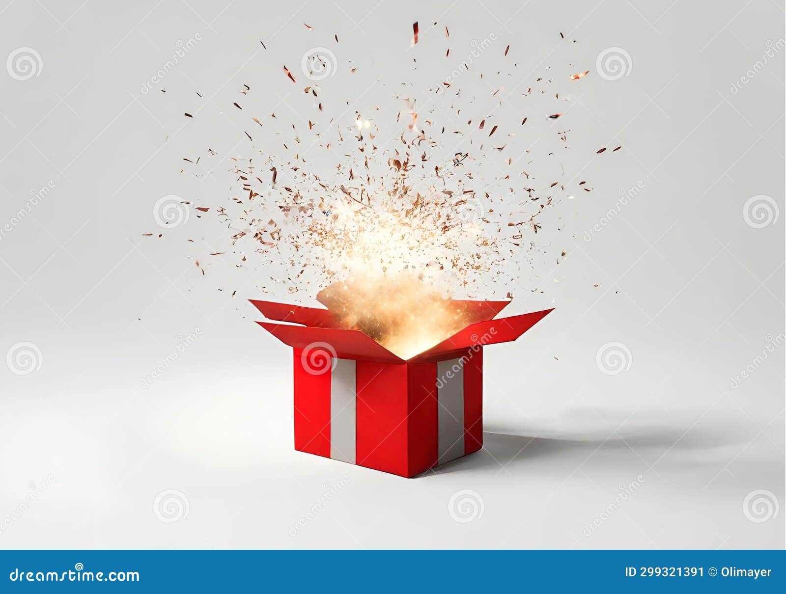 Open Exploding Gift Box on Infinite White Background. Stock ...
