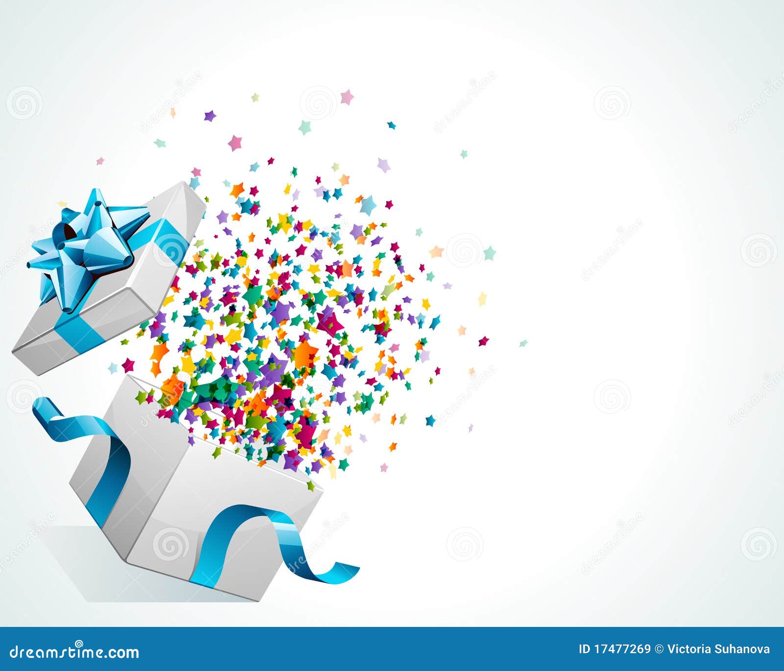 Open Explore Gift with Fly Stars Stock Vector - Illustration of ribbon ...