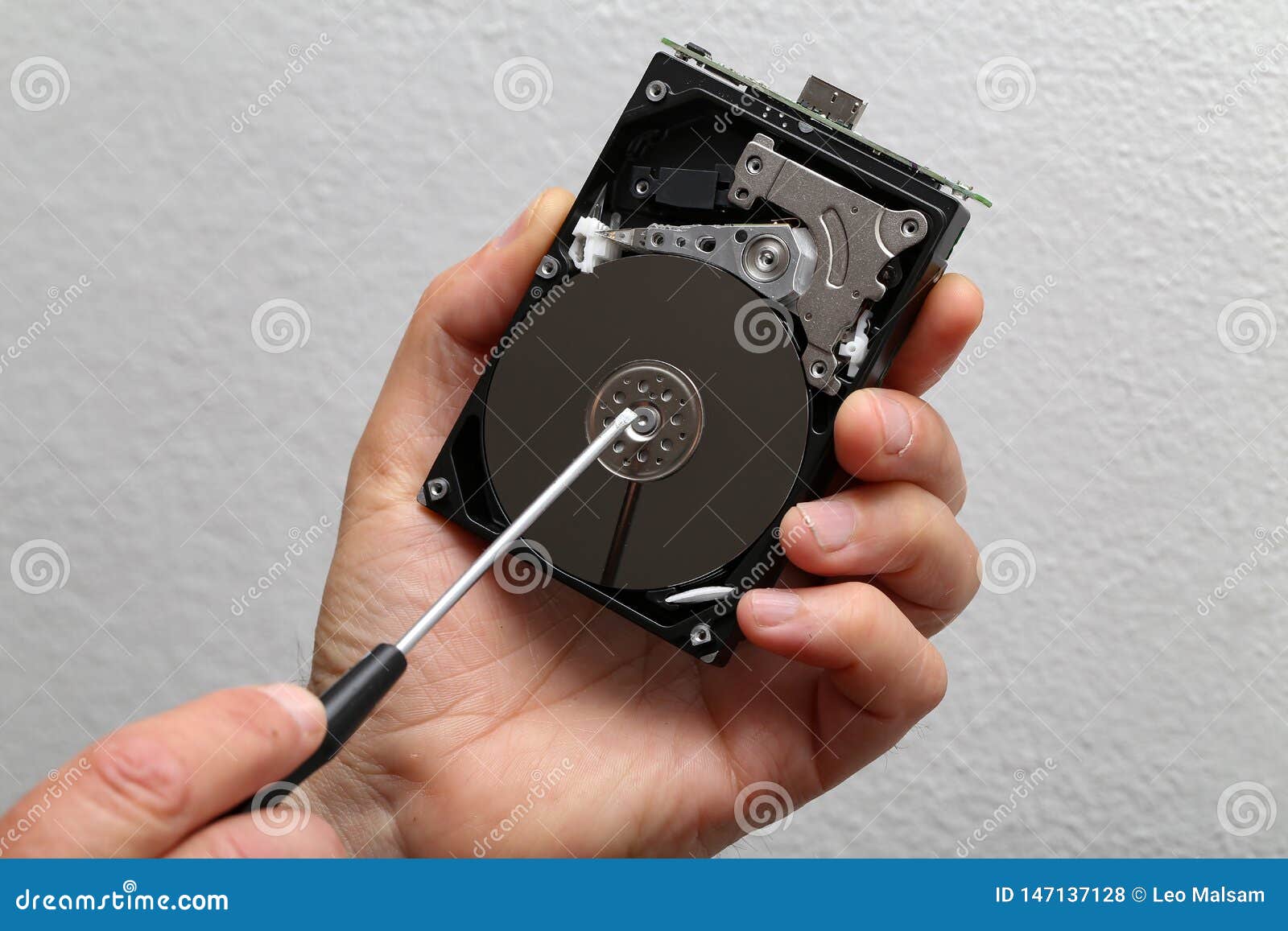 Open External Hard Drive is Repaired Stock Photo - Image of male ...