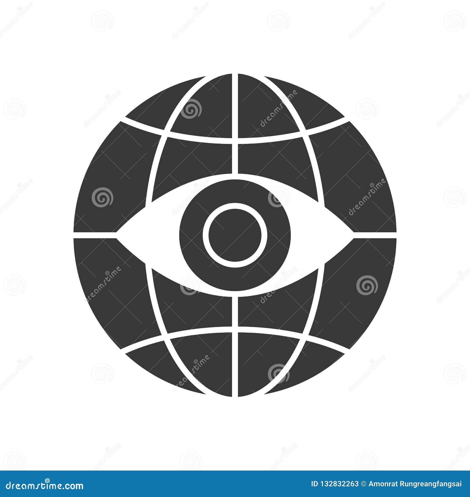 Open Eye on Globe Icon, Vector Illustration Stock Vector - Illustration ...