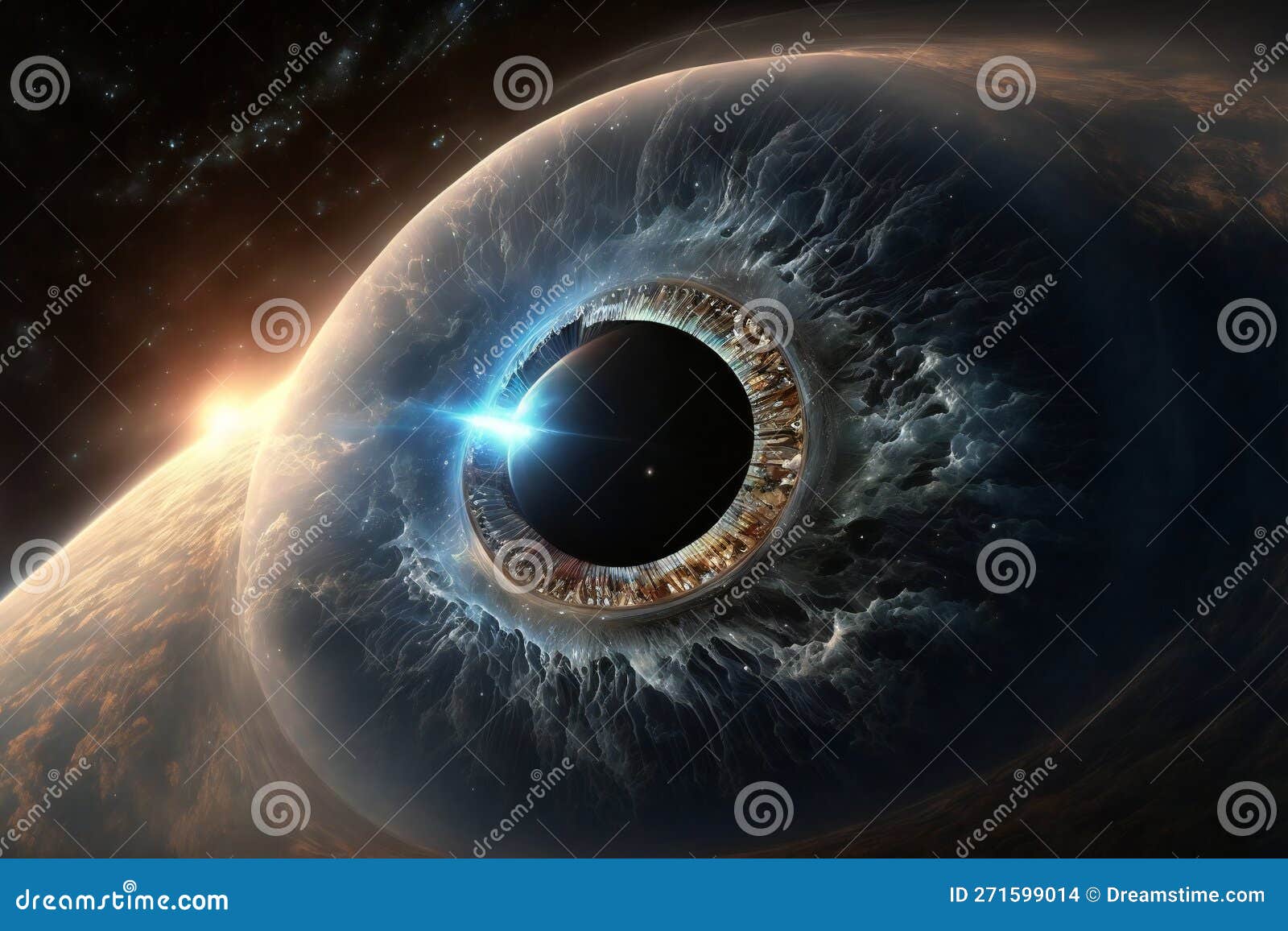 Open Eye in Space, Creative Digital Illustration, Abstract, Planetarium ...