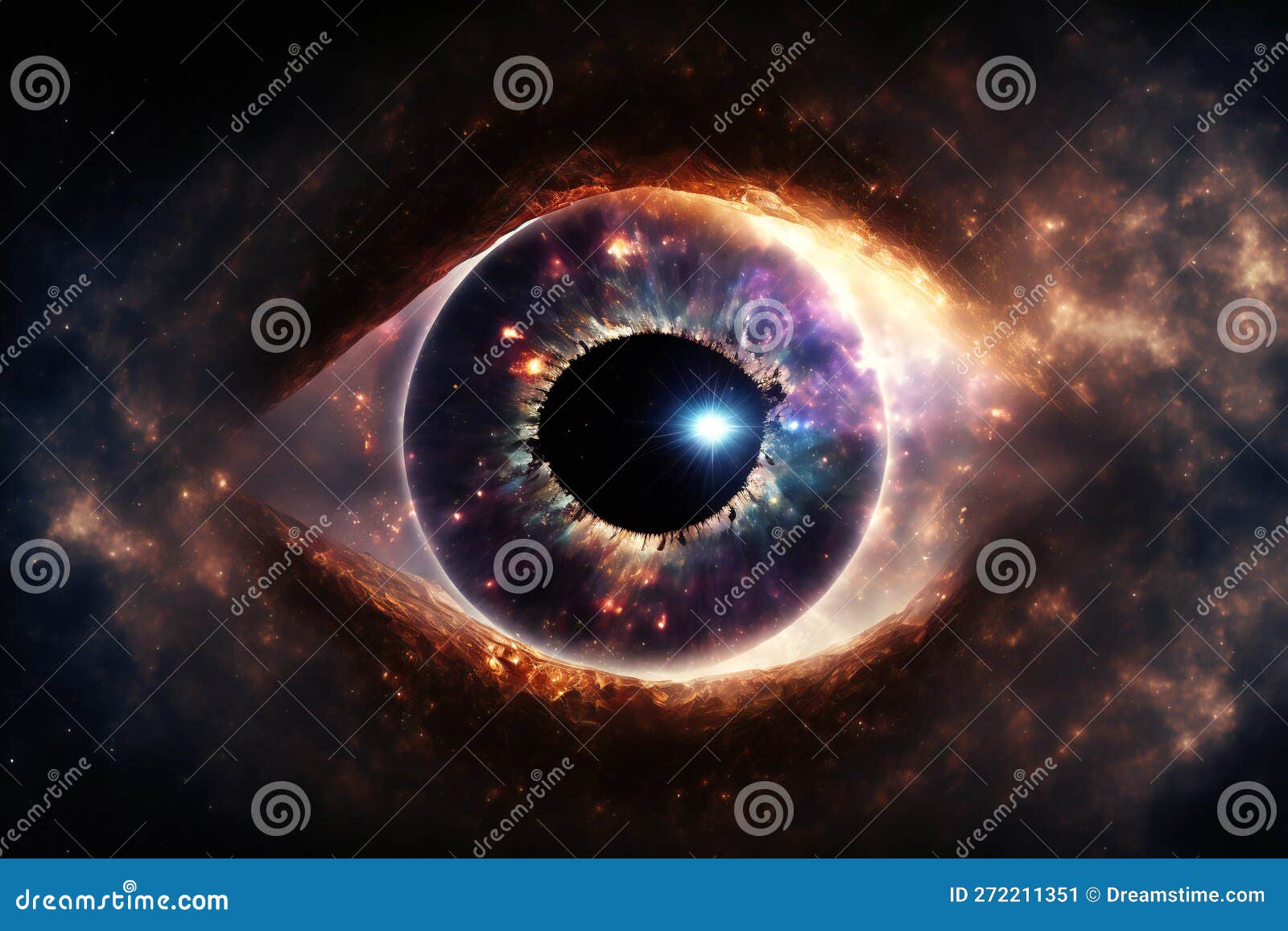 Open Eye in Space, Creative Digital Illustration, Abstract, Planetarium ...