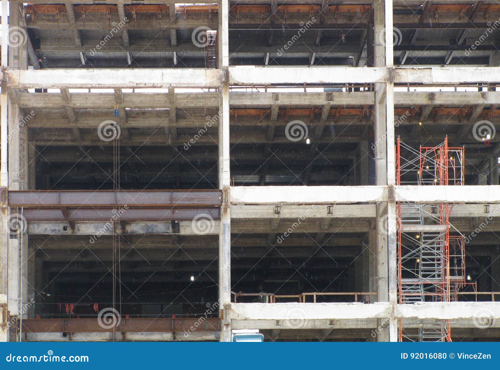 Open Facade of Urban Building Construction Site with Work Underway ...