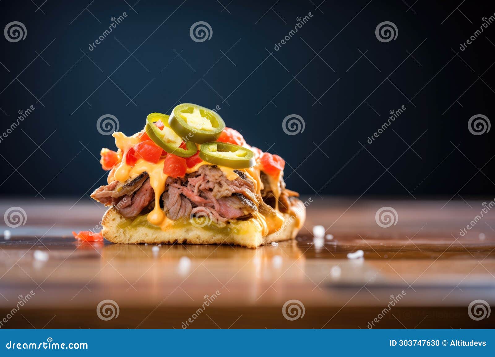 Open-face Cheeseburger, Toppings Visible, Side View Stock Photo - Image ...