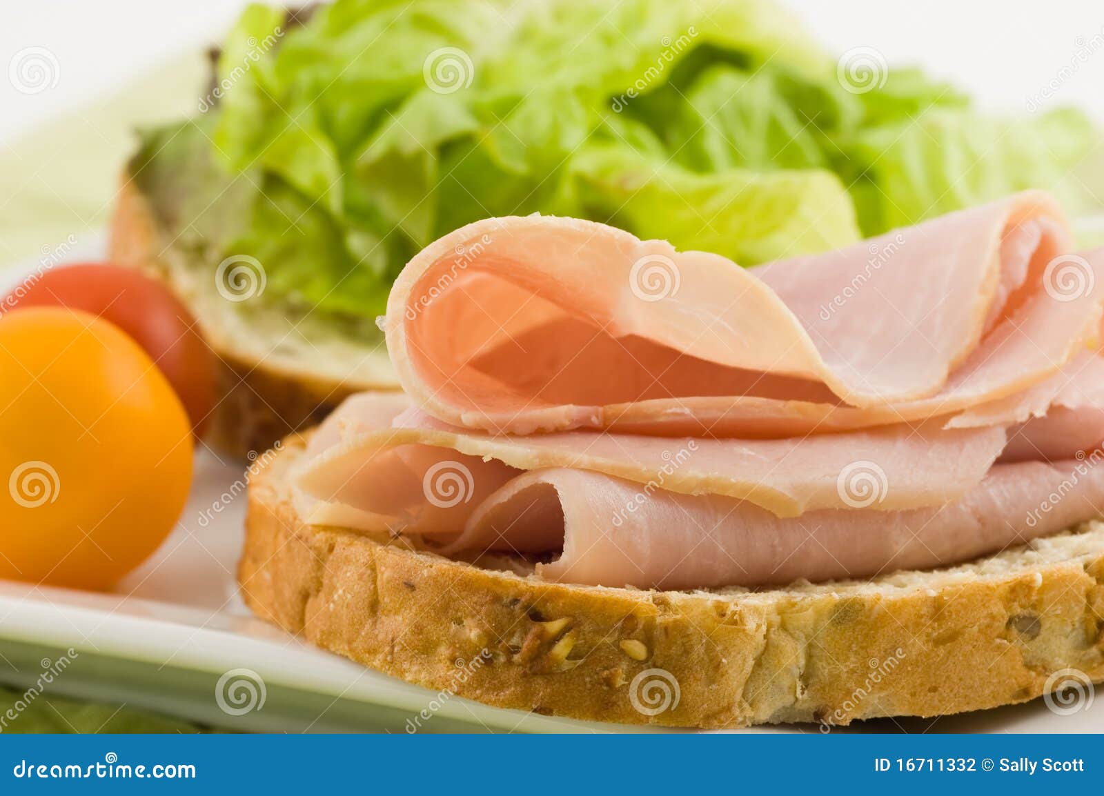 Open face ham sandwich stock photo. Image of open, vegetables - 16711332