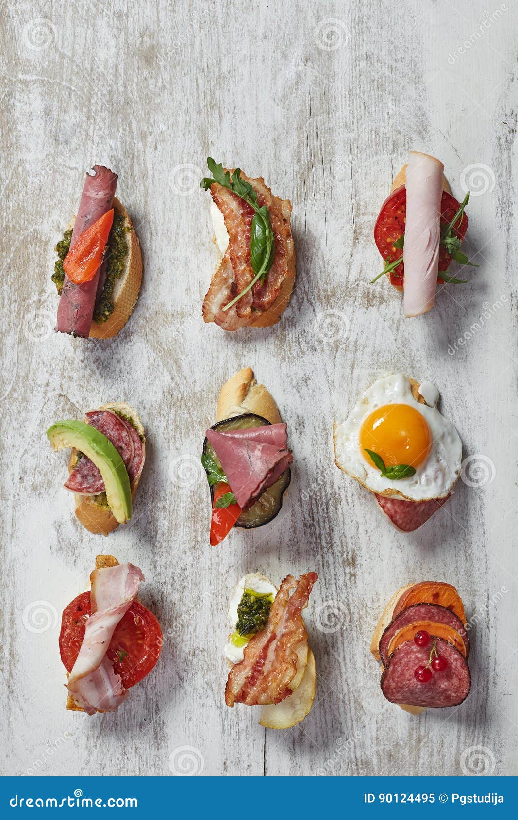 Open-face Sandwiches with Different Toppings Stock Image - Image of ...