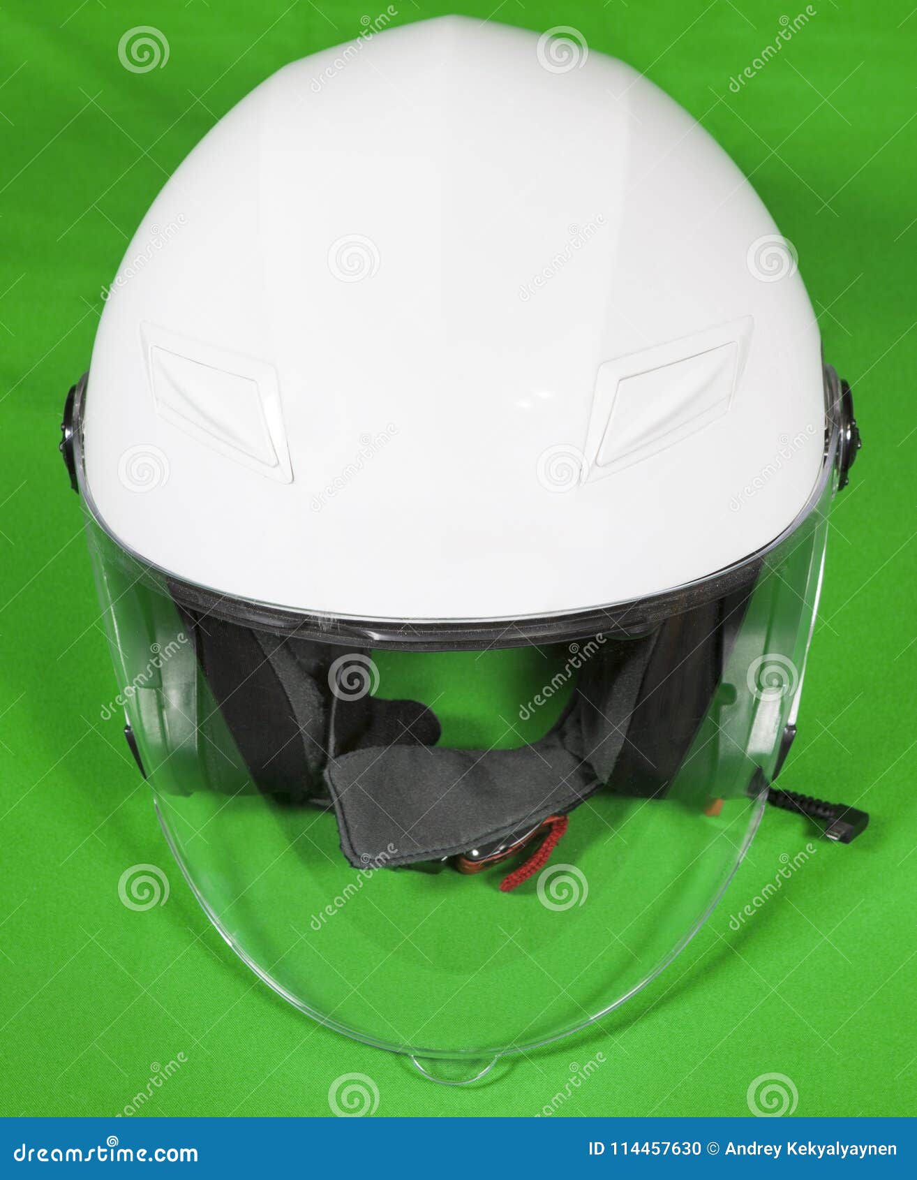Open Face White Motorcycle Helmet with Attached Transparent Face Shield ...