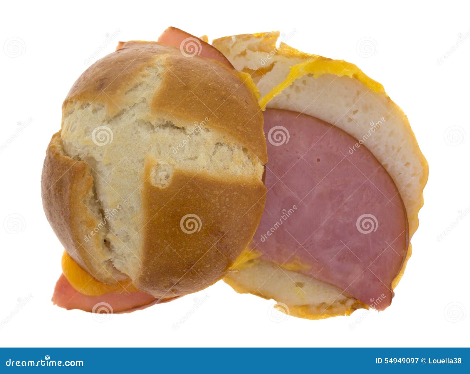 Open Faced Ham and Cheese Small Sandwich Top View Stock Image - Image ...