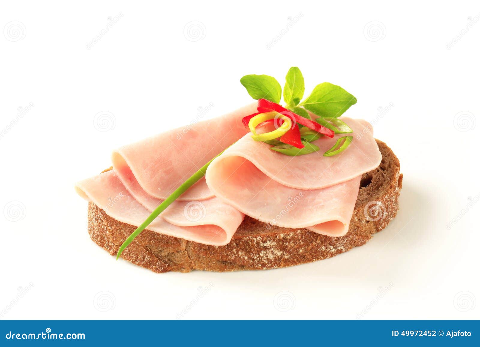 Open faced ham sandwich stock photo. Image of brown, meat - 49972452