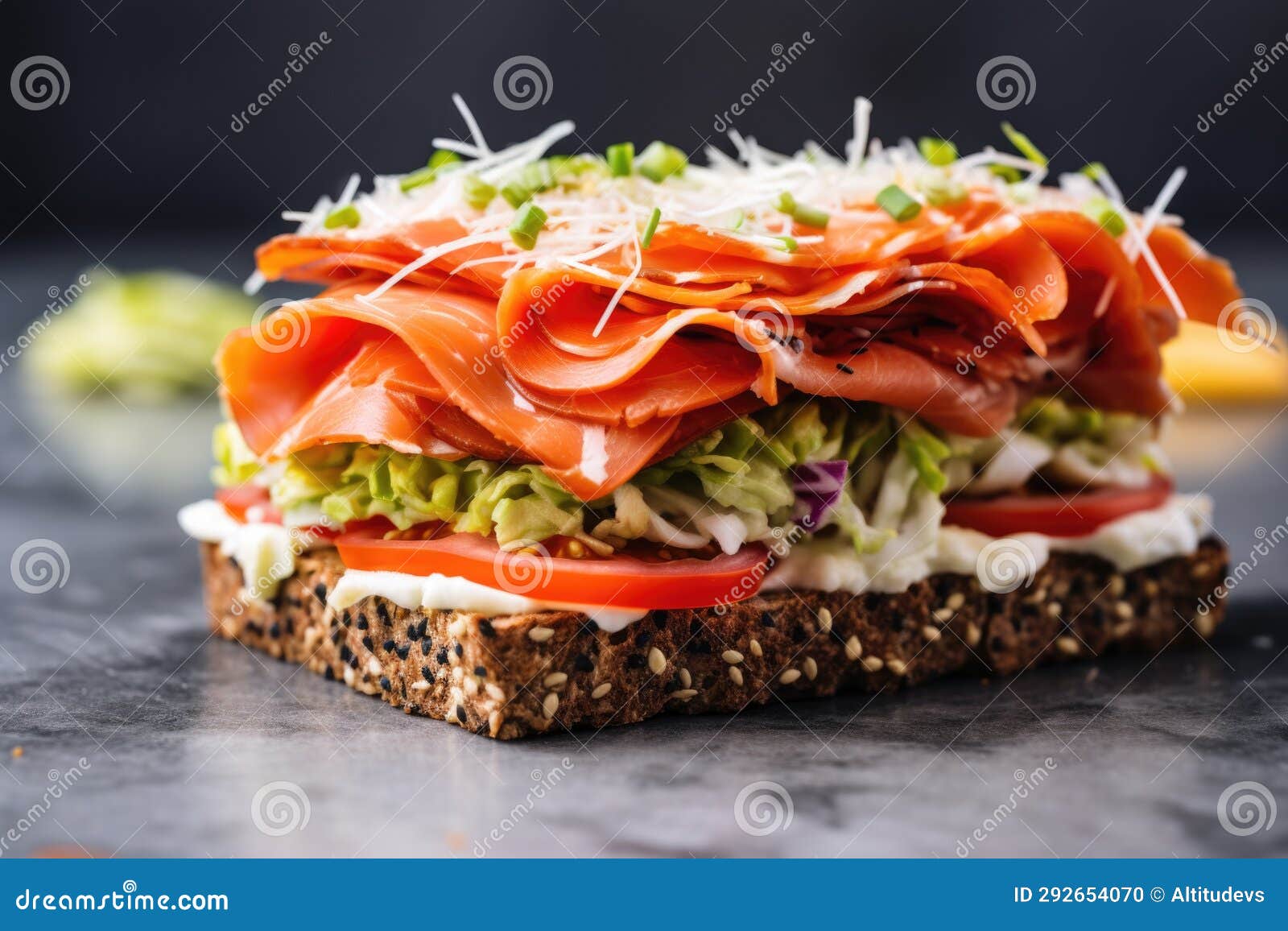 Open-faced Sandwich with Perfect Layers on Granite Stock Photo - Image ...