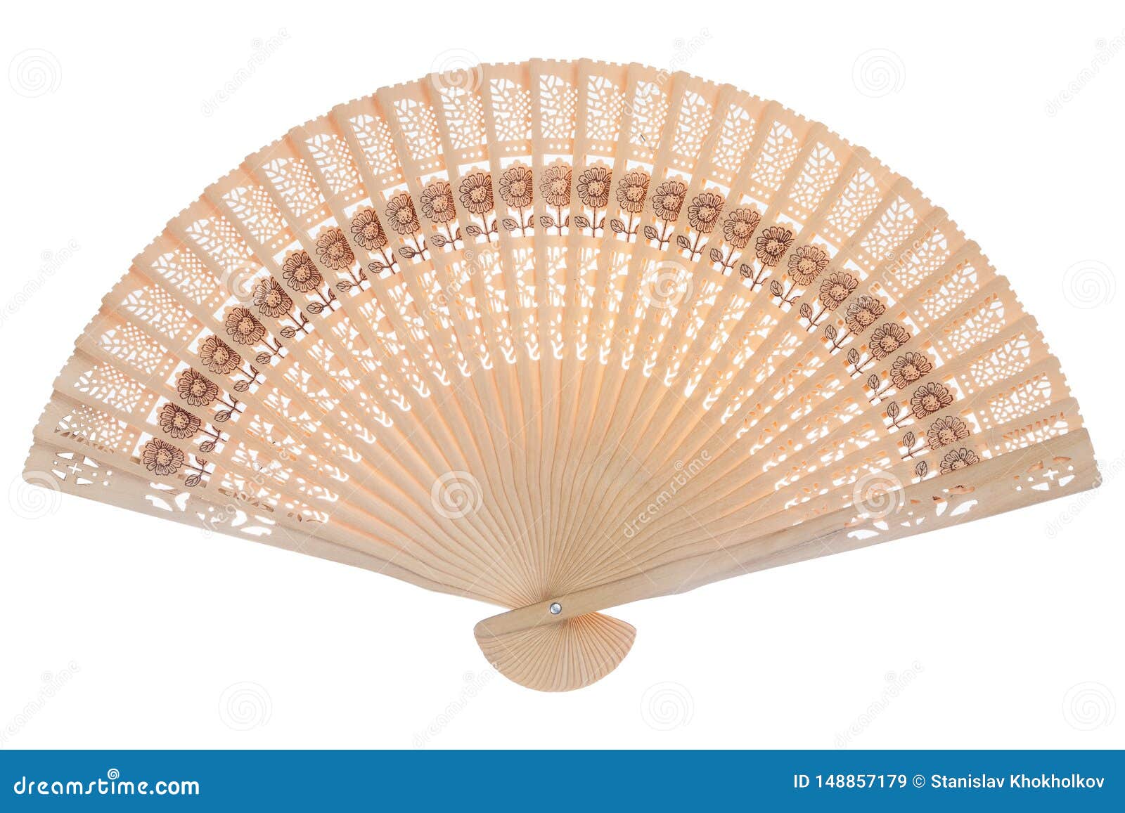 Open Fan Made of Wood Isolated on White Stock Image - Image of bamboo ...
