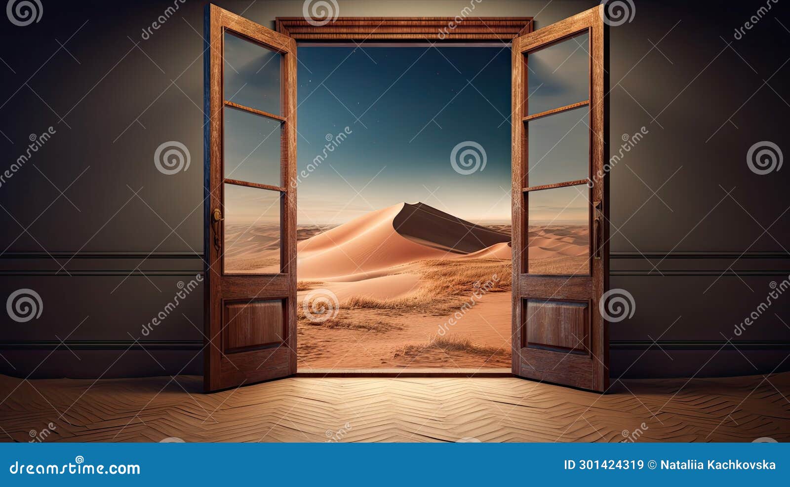 Open Fantasy Door in the Desert Stock Illustration - Illustration of ...